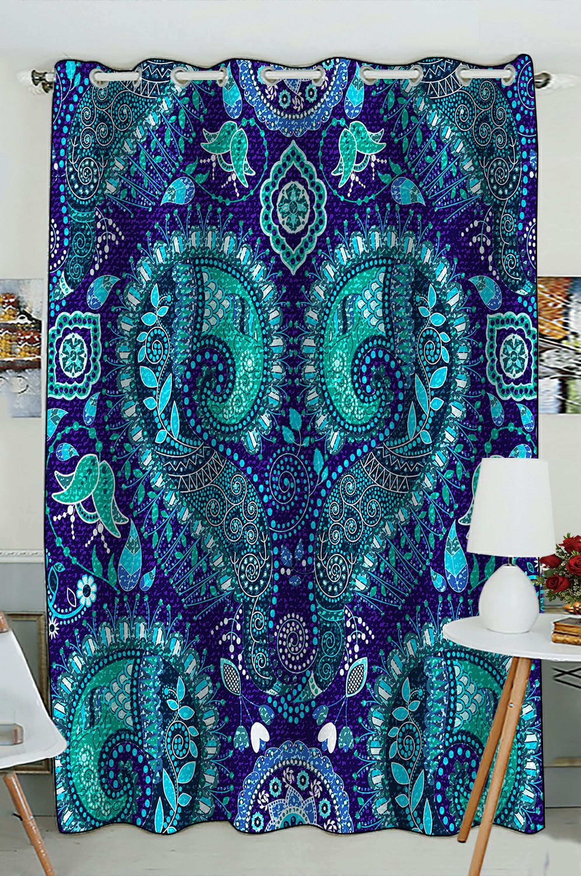 Phfzk Tribal Trippy Window Curtain, Mandala Hippie Window Curtain ...