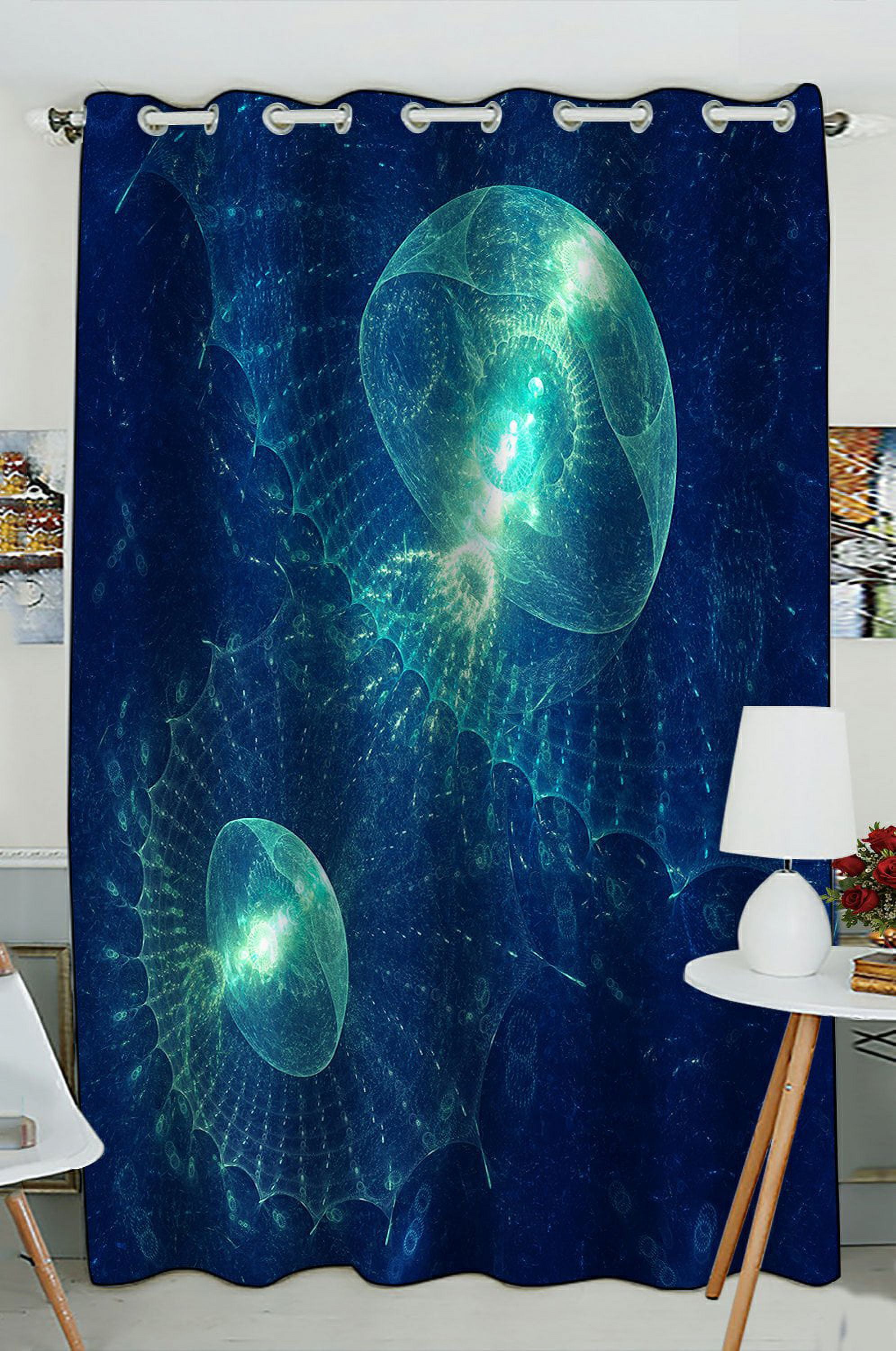 Phfzk Underwater Window Curtain, Abstract Deep Sea Creatures Window ...