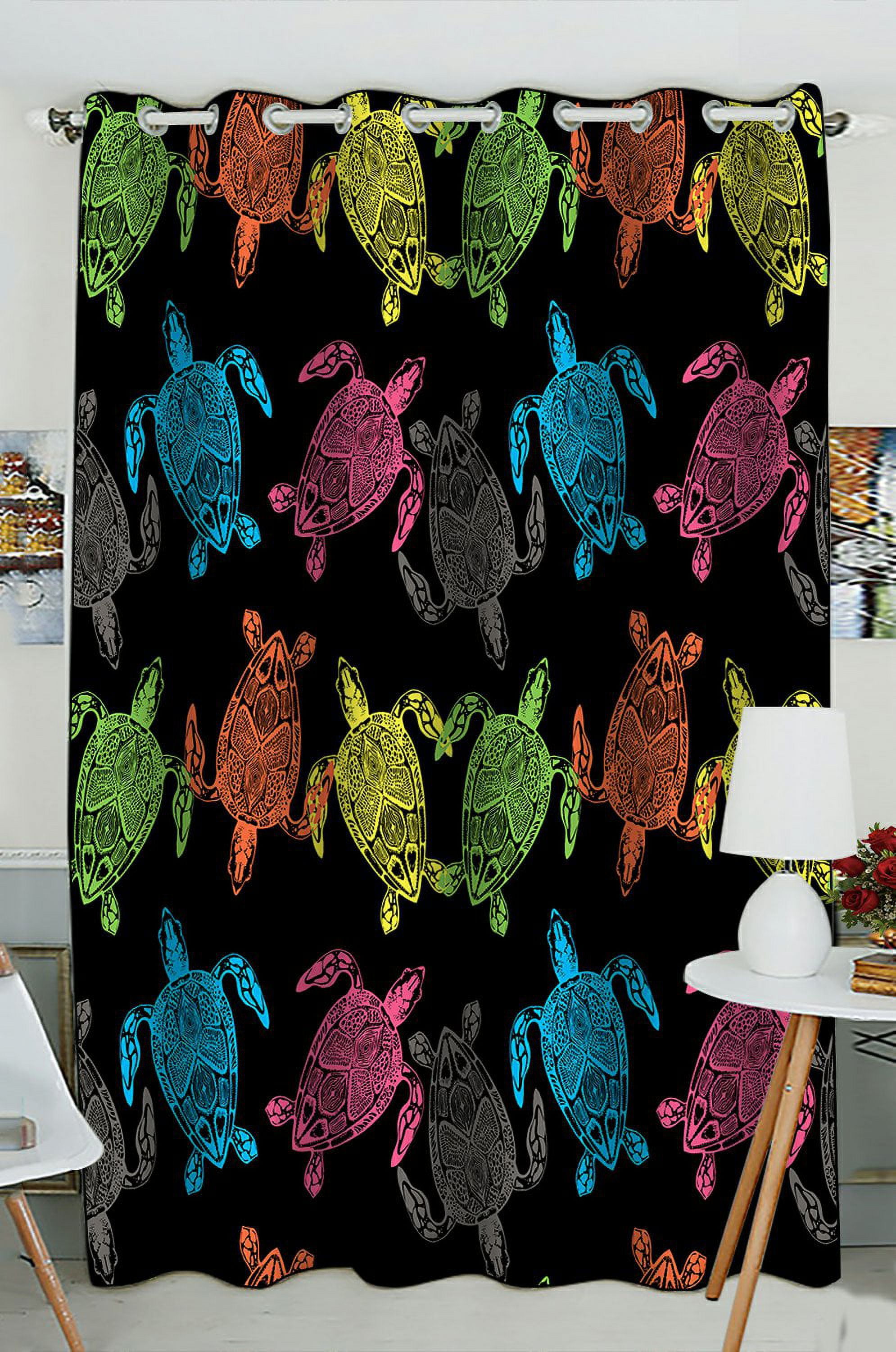 Phfzk Underwater World Tortoise Window Curtain, Sea Turtle Turtles ...