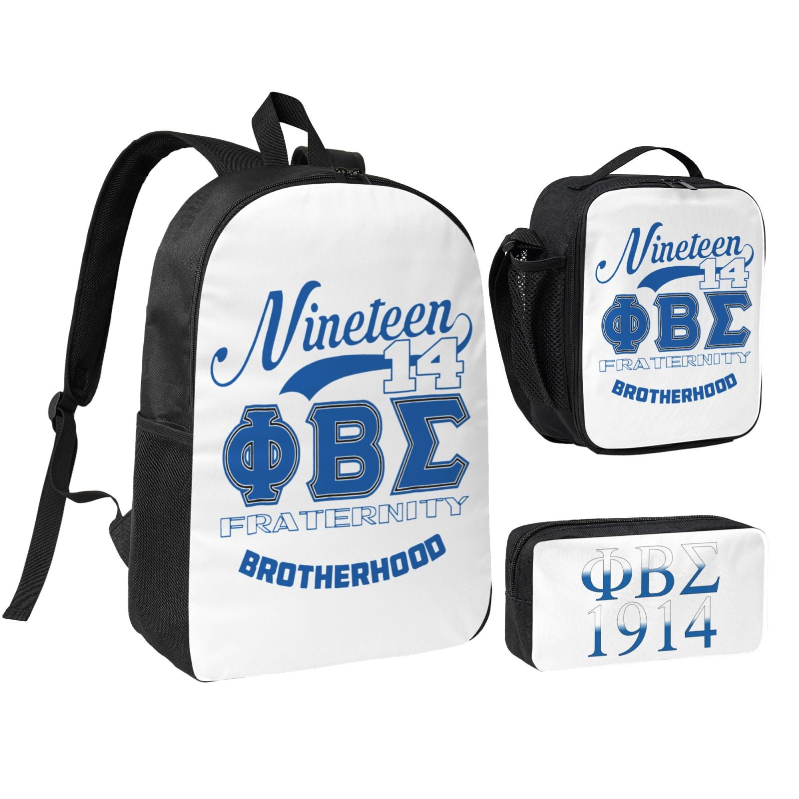 Phi Beta Sigma Backpack with Insulated Lunch Box Pen Case Set Bookbags ...