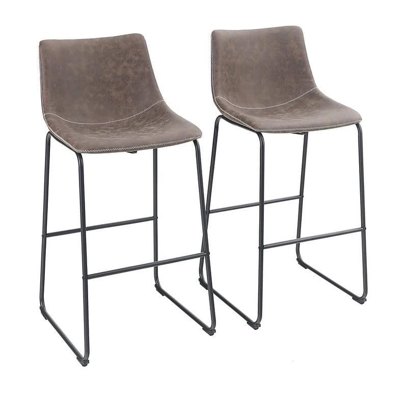 Phi Villa Square PU Leather Counter Height Kitchen Bar Stools with Back ...