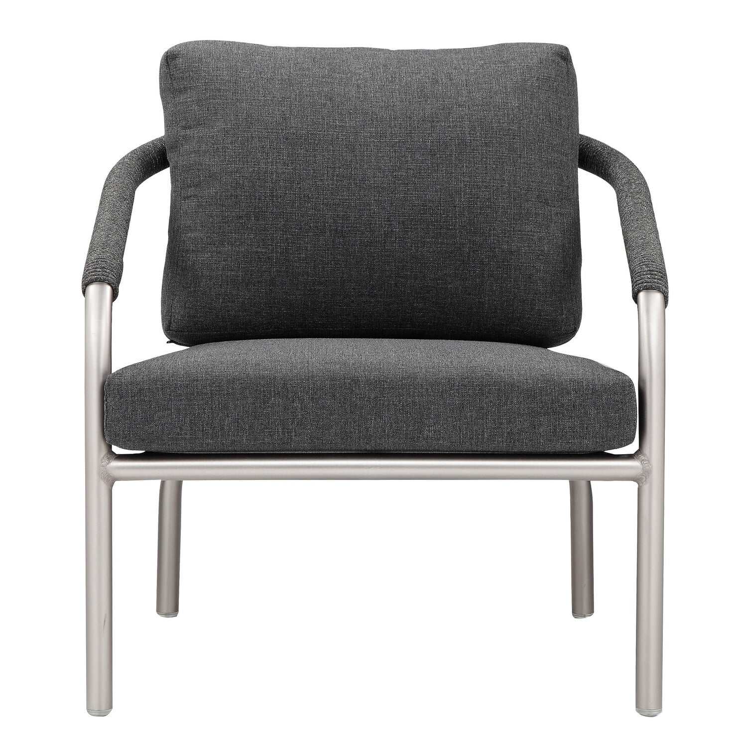 Phil 32 Inch Armchair, Slate Gray Rope Accent, Fade Resistant Cushions - Saltoro Sherpi ...