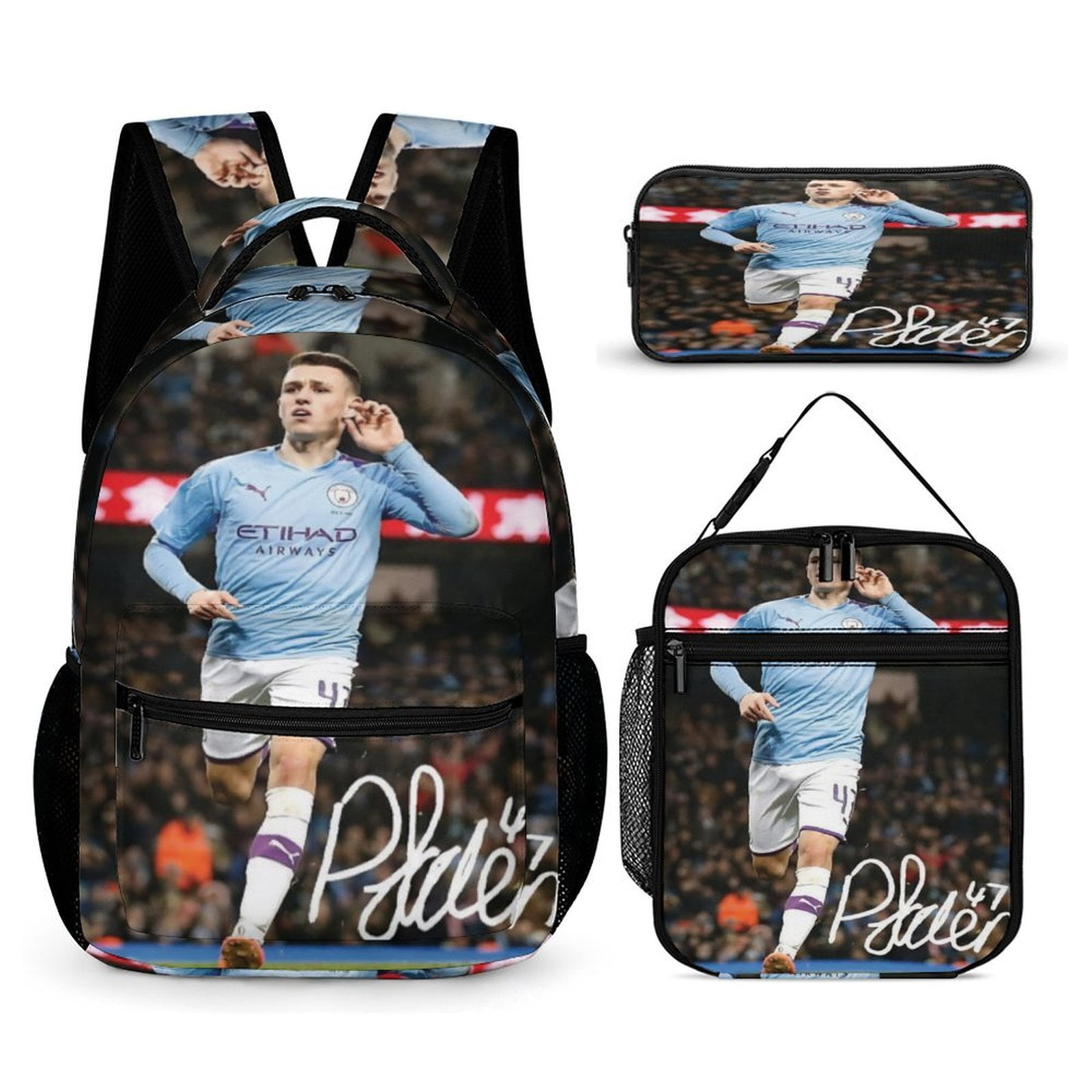 Phil Foden 3 Piece Backpack Set Anime Casual Daypack with Lunch Bag ...