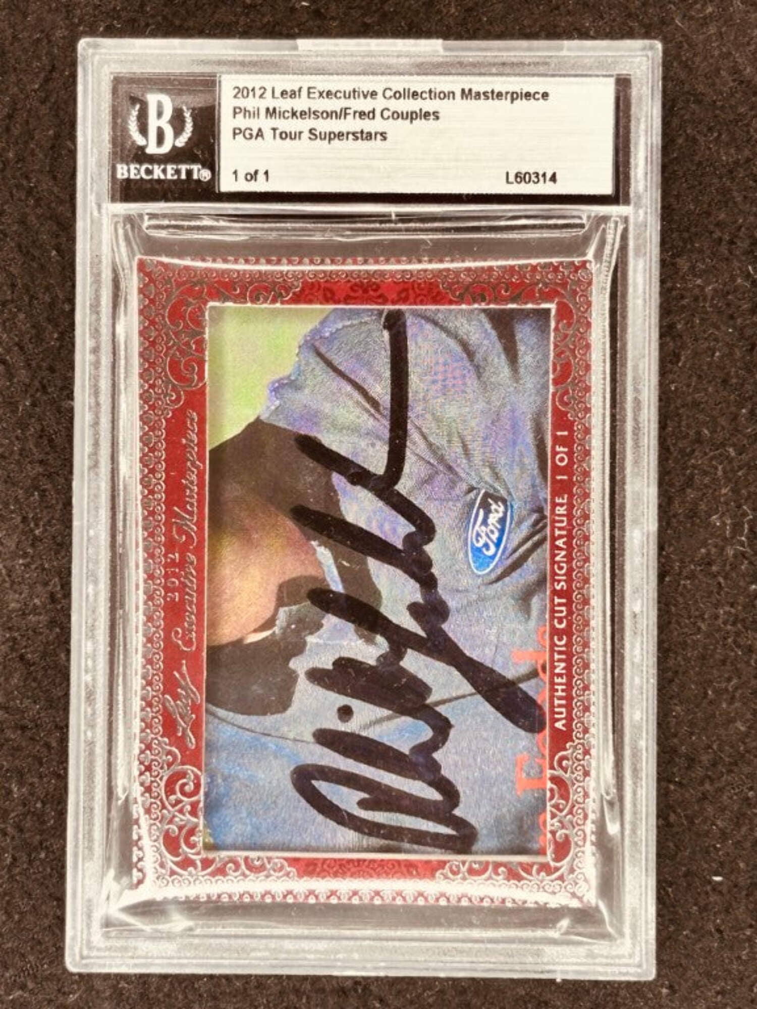 Phil Mickelson and Fred Couples 2012 Leaf Masterpiece Cut Signature ...