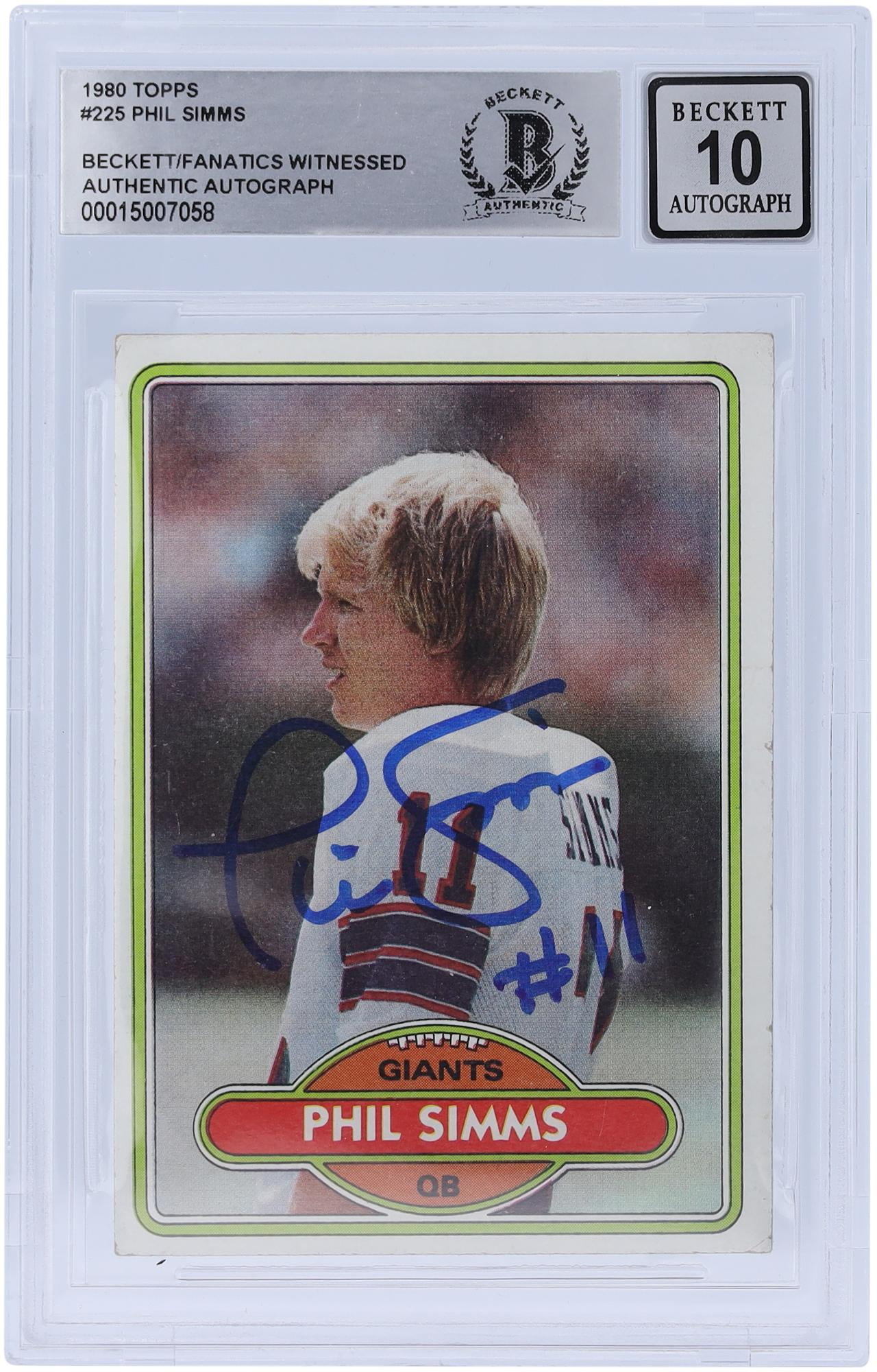 Phil Simms New York Giants Autographed 1980 Topps #225 Beckett Fanatics ...
