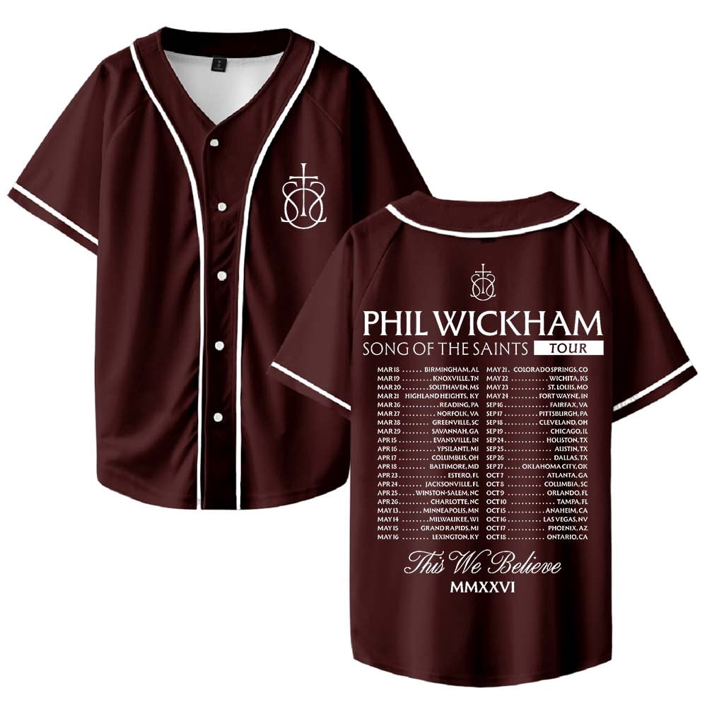 Phil Wickham Song of the Saints Classic Tour 2026 Merch Baseball Jersey ...