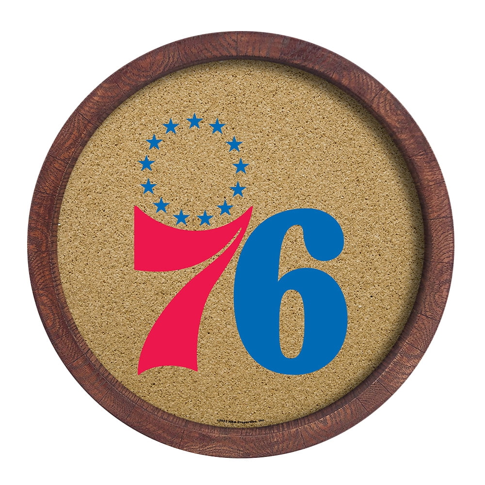 Philadelphia 76ers 20.25'' Round Faux Barrel Framed Cork Board ...