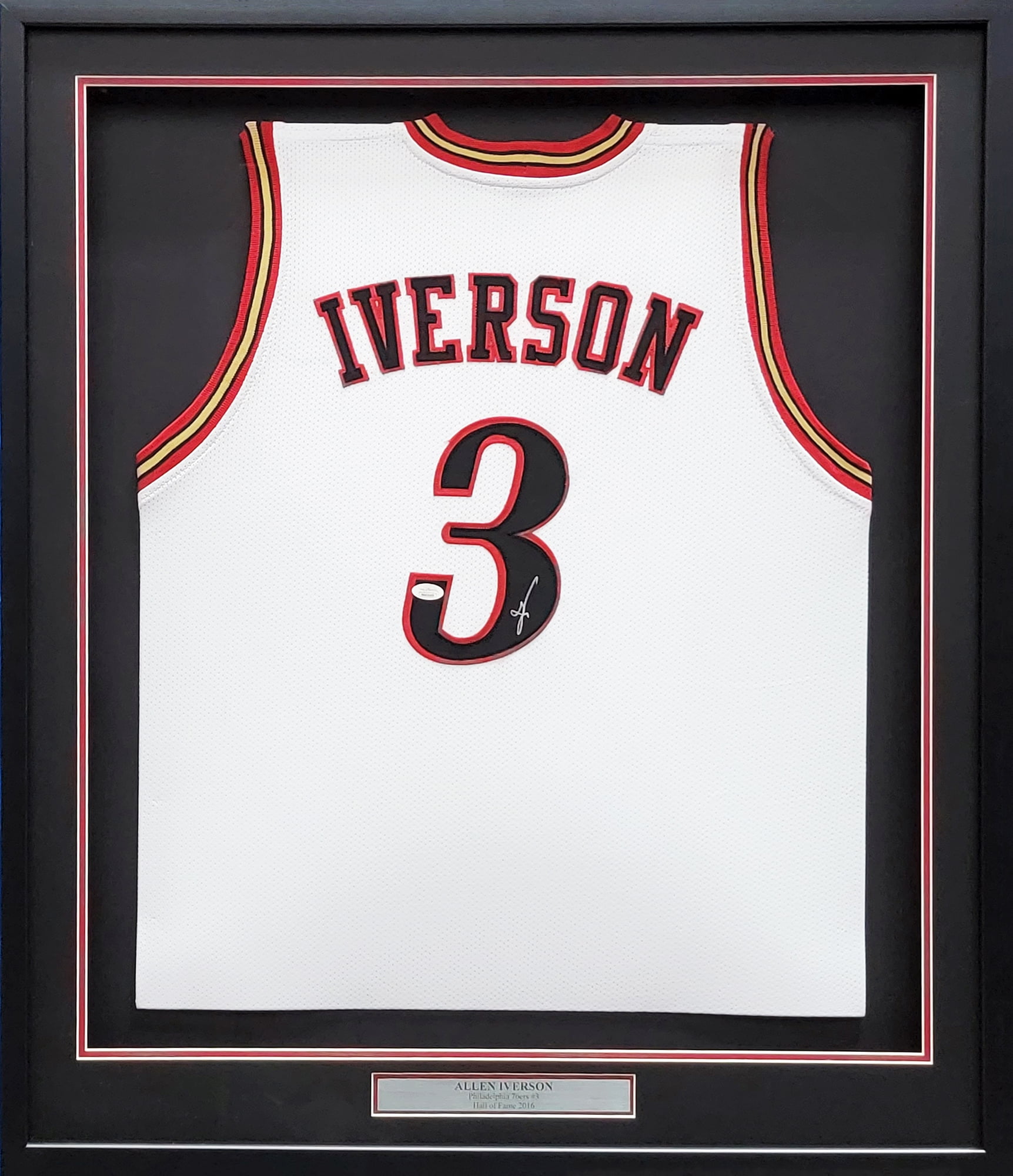 Philadelphia 76ers Allen Iverson Autographed Framed White Jersey JSA ...