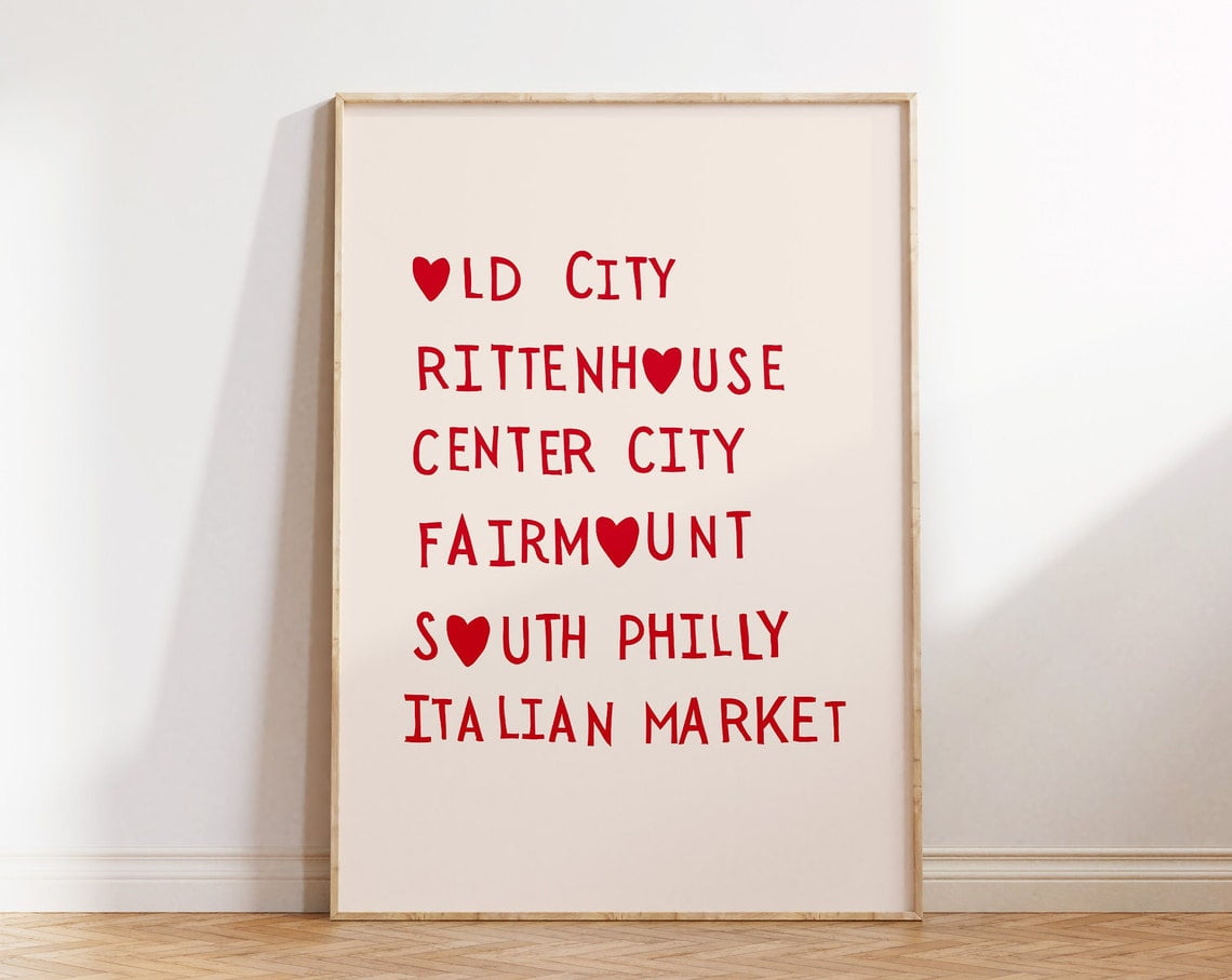 Philadelphia Art Print Cute Philly Poster Minimalist Heart Poster ...