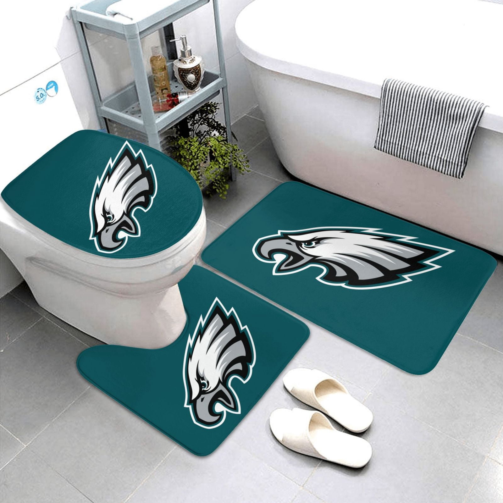 Philadelphia Bath Mat Set of 3, Deluxe Football Team Themed Non-Slip ...