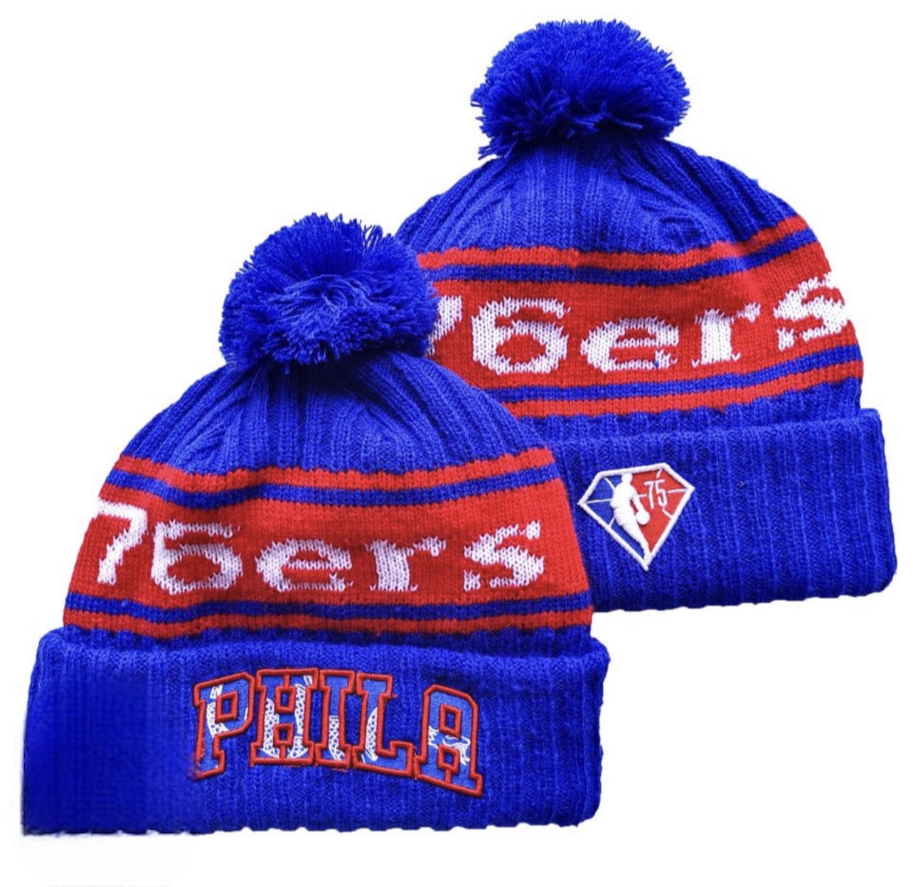 Philadelphia Beanie Pro Basketball Men’s Cuffed Knit Hat with Pom ...