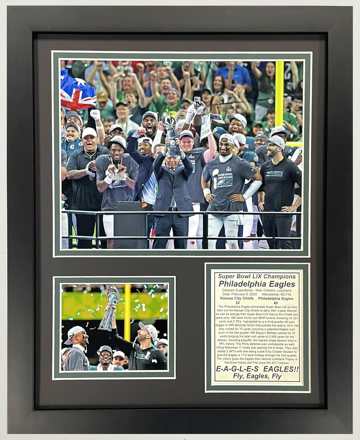 Philadelphia Eagles | 2024 Super Bowl LIX Champions | 12"x15" Framed ...