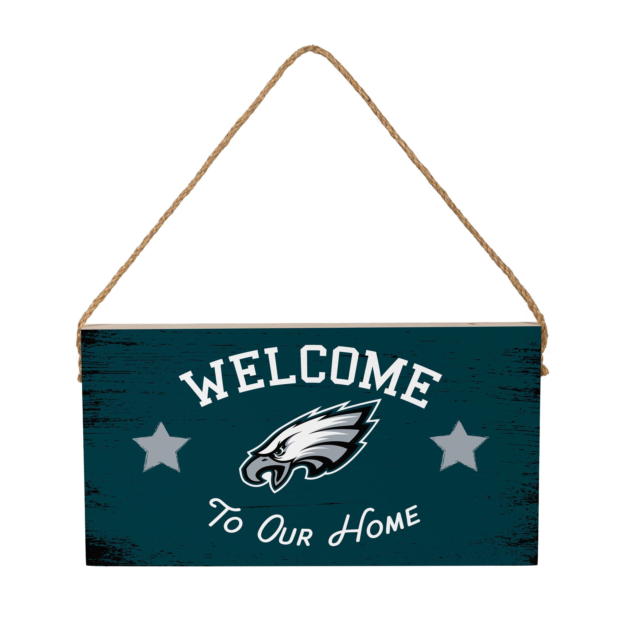 Philadelphia Eagles 6" x 11" Welcome Home Wood Wall Sign with Rope ...