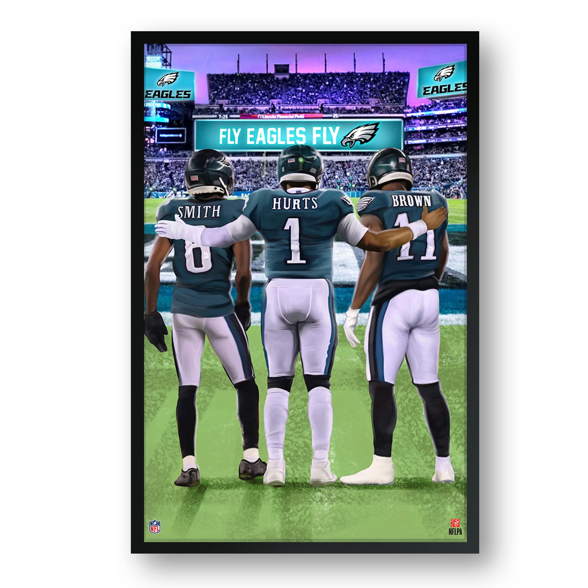 Philadelphia Eagles Framed 14" x 20" Three-Player Art Print - Walmart.com