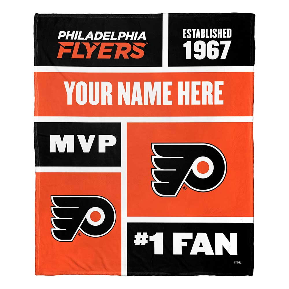Philadelphia Flyers NHL Colorblock Personalized Silk Touch Throw ...