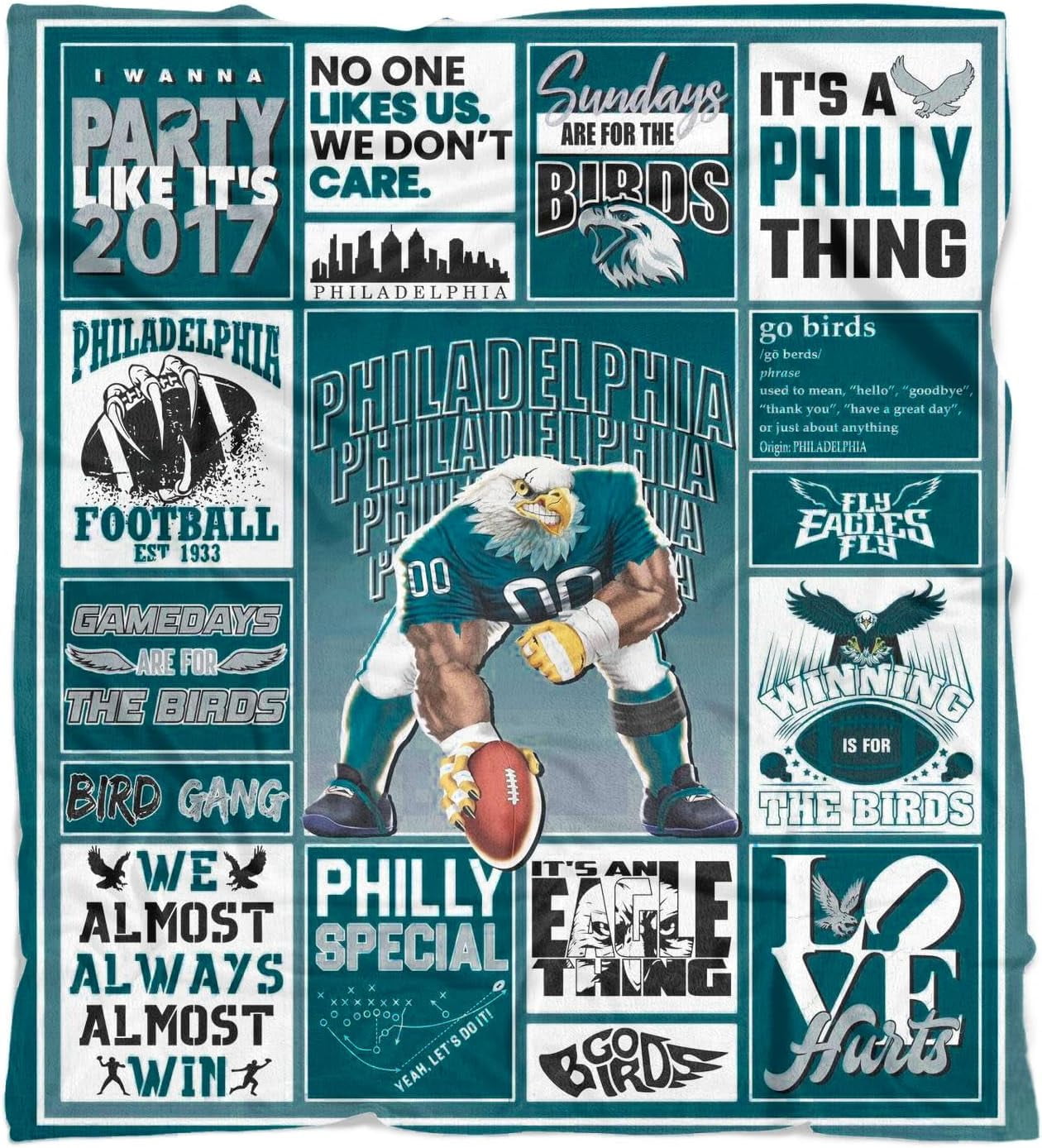 Philadelphia Football Blanket Gifts for Men Women Boys Fleece Throw ...