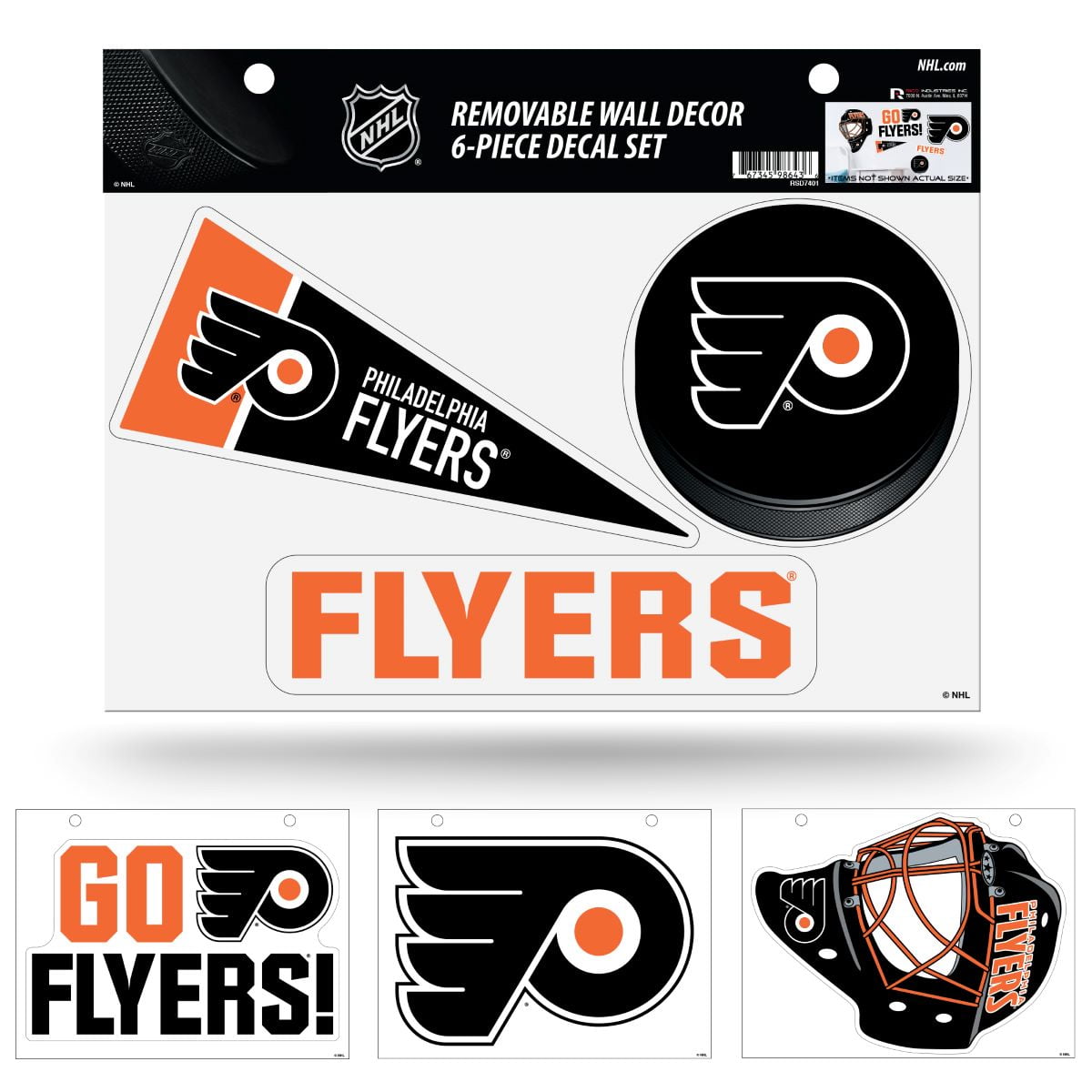 Philadelphia NHL Flyers Set of 6 Removable Wall Decal Stickers ...