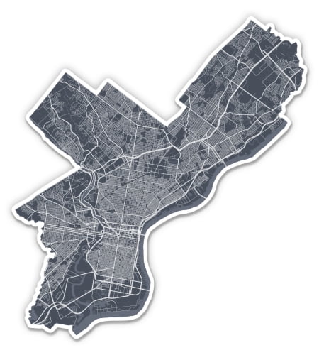 Philadelphia Map Philly Shape Home Local - 5" Vinyl Sticker - For Car ...