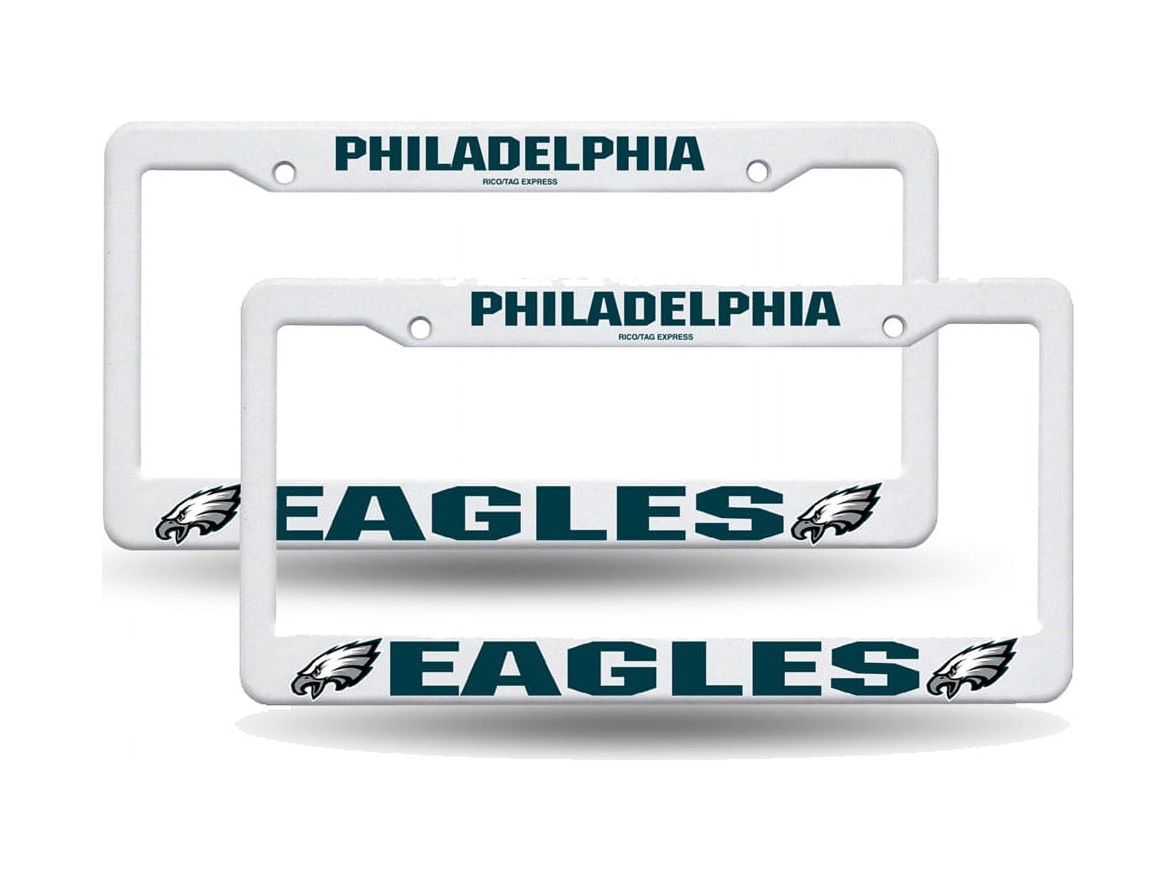 Philadelphia NFL Eagles Raised Letter White Plastic License Plate Frame ...