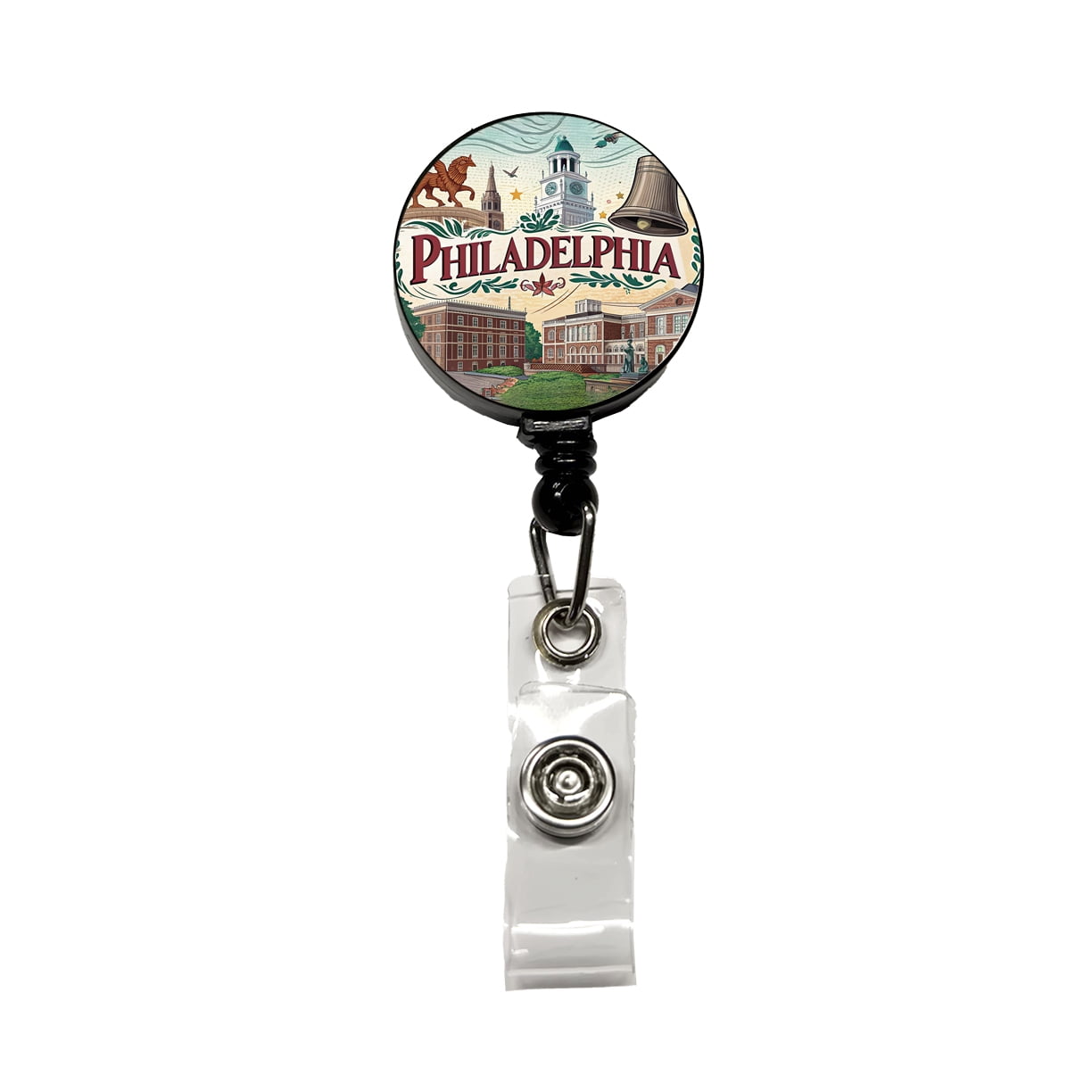 Philadelphia PA Travel City State Stamp Retractable Reel ID Badge Key ...