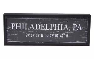 Philadelphia, Pa Latitude Longitude Coordinates City Sign Wall Room ...