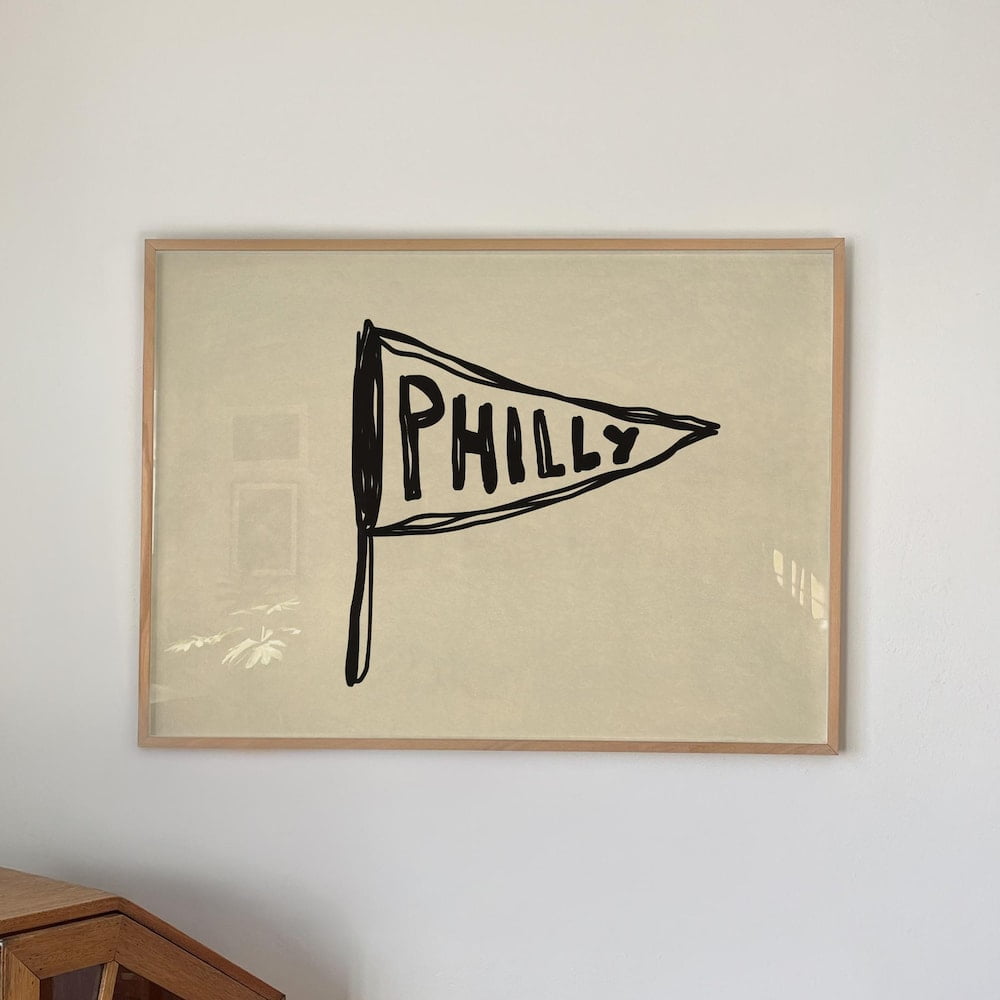 Philadelphia Pennant Print: Retro Travel Poster, Philly Wall Art ...