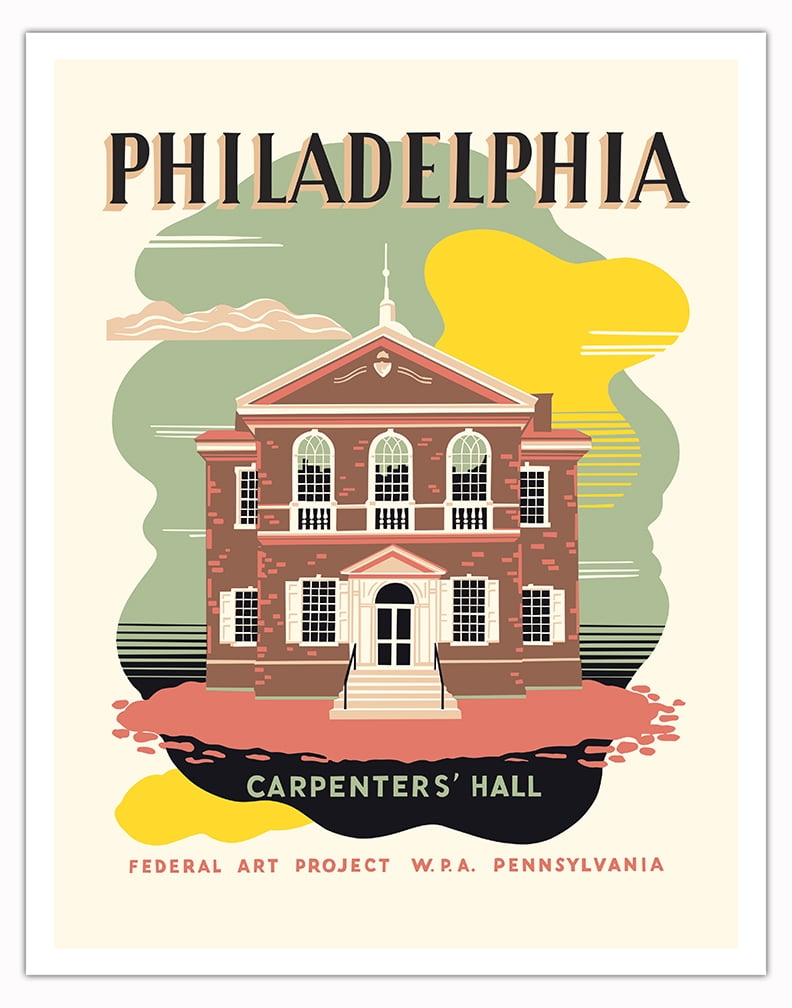 Philadelphia, Pennsylvania - Carpenters' Hall - Vintage Travel Poster ...