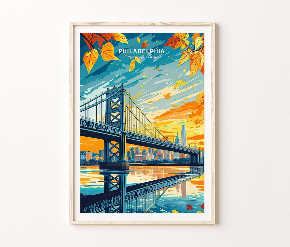 Philadelphia Pennsylvania City Travel Wall Art, Unframed Paper Poster ...
