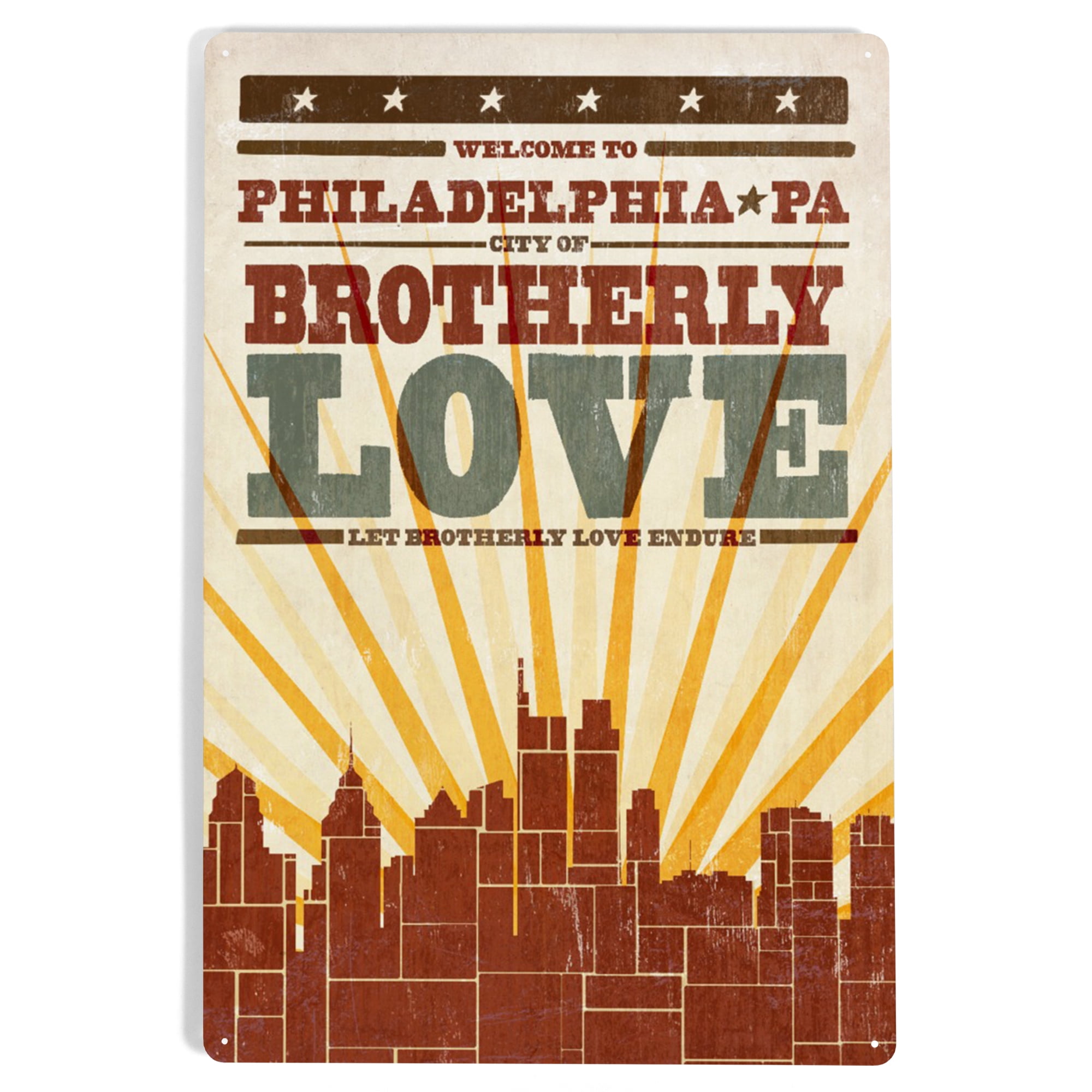 Philadelphia, Pennsylvania, City and Sunburst, Screenprint, Skyline, LP ...