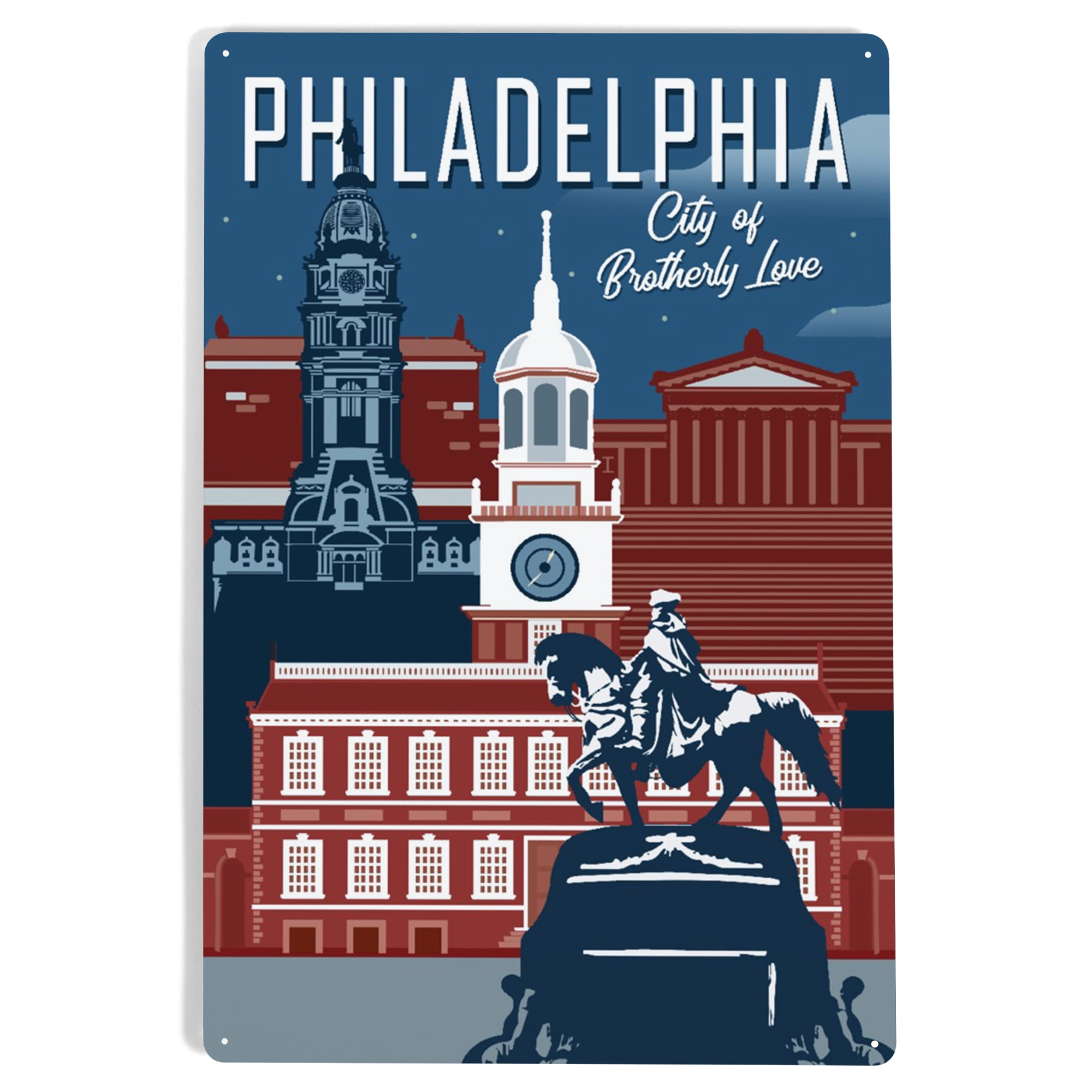 Philadelphia, Pennsylvania, City of Brotherly Love, Vector (12x18 ...