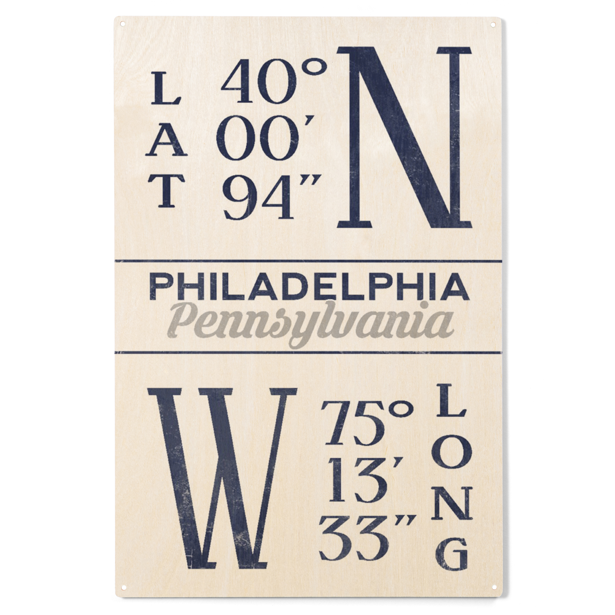 Philadelphia, Pennsylvania, Latitude and Longitude (Blue) Birch Wood ...