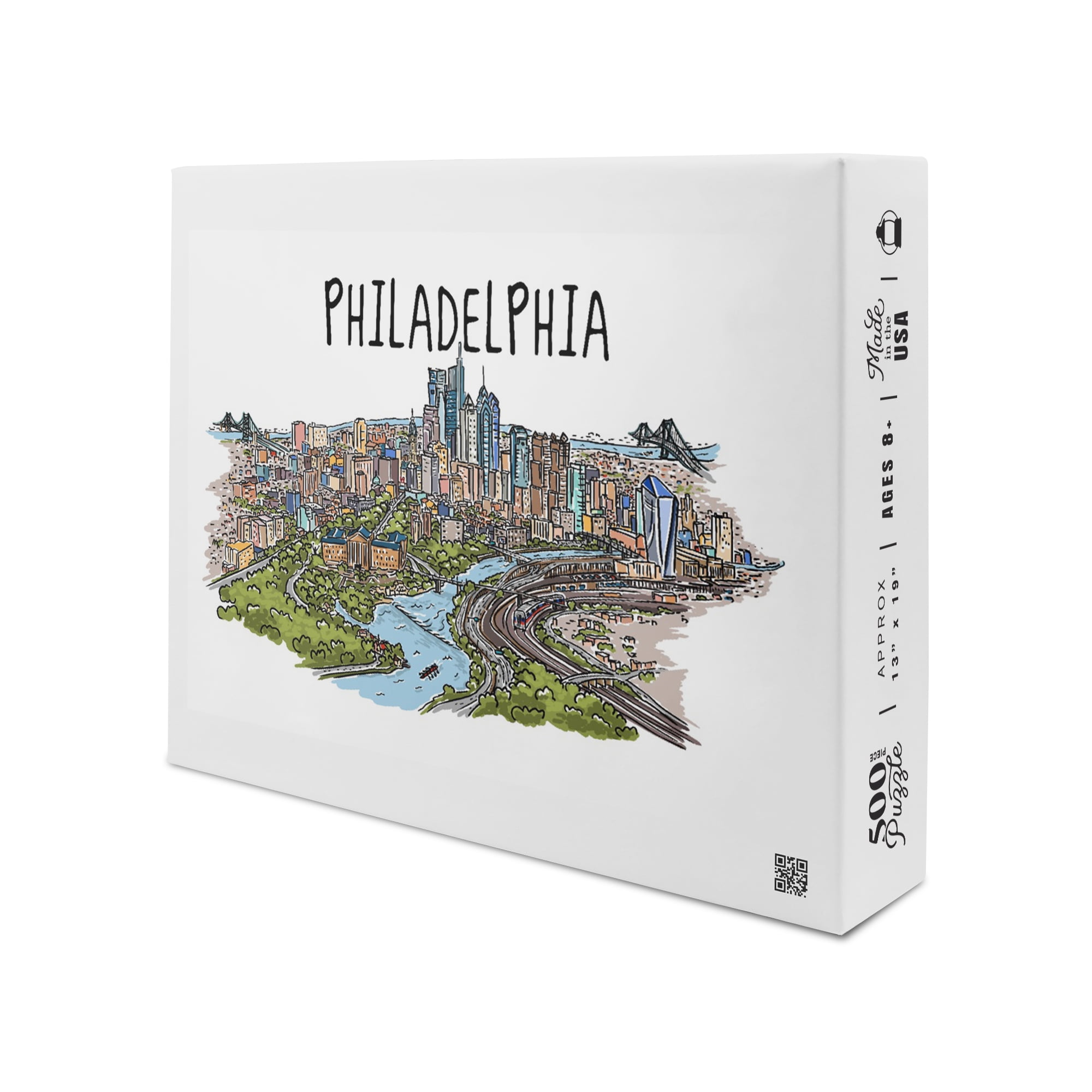 Philadelphia, Pennsylvania, Skyline, Line Drawing (19x27 inches ...