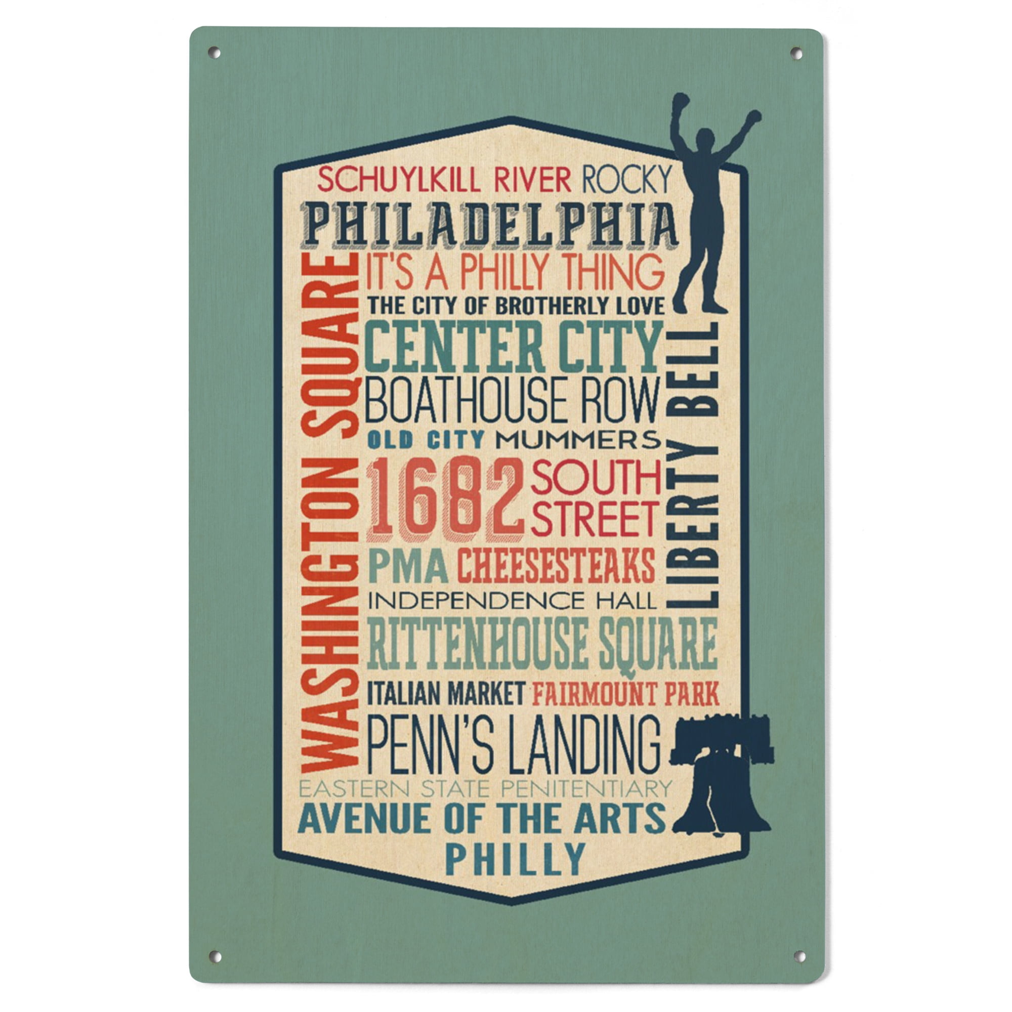 Philadelphia, Pennsylvania, Typography with Boxer Silhouette, Contour ...