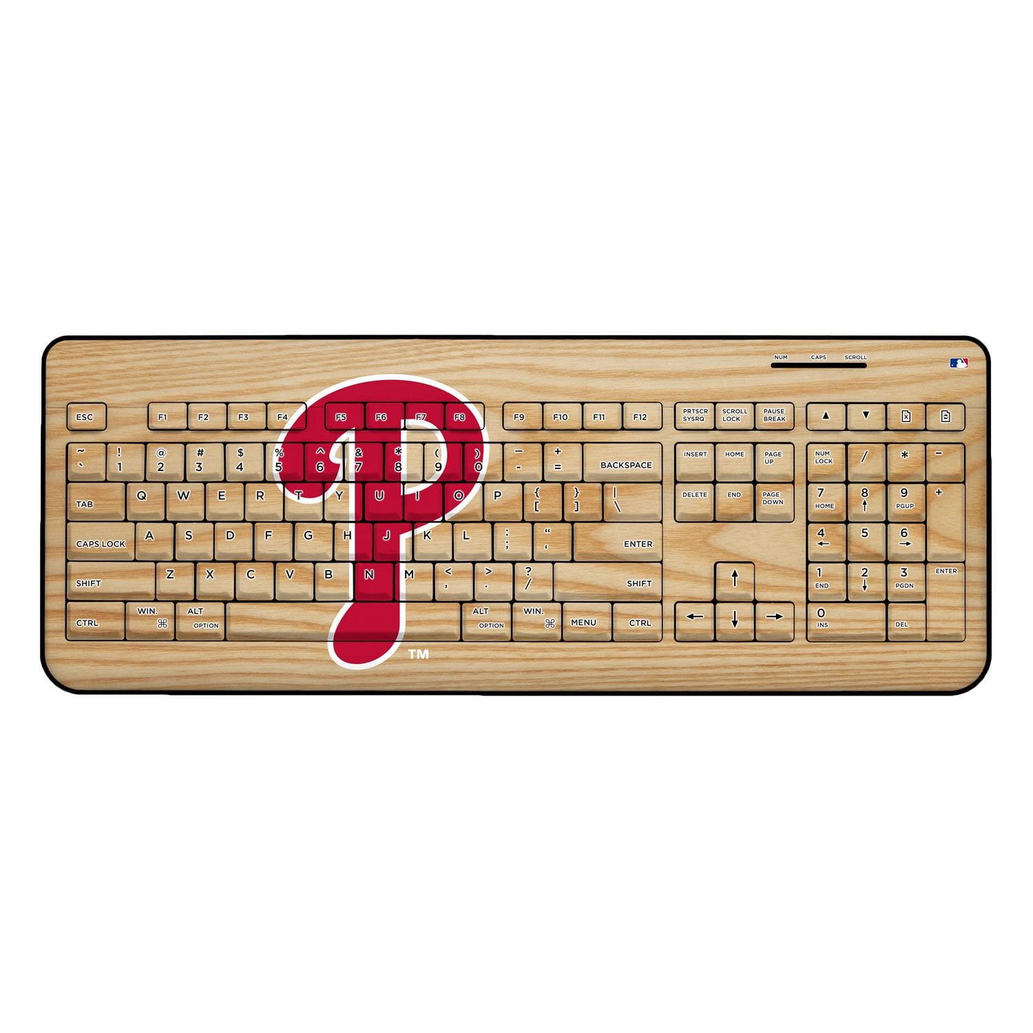 Philadelphia Phillies Wood Print Wireless USB Keyboard - Walmart.com