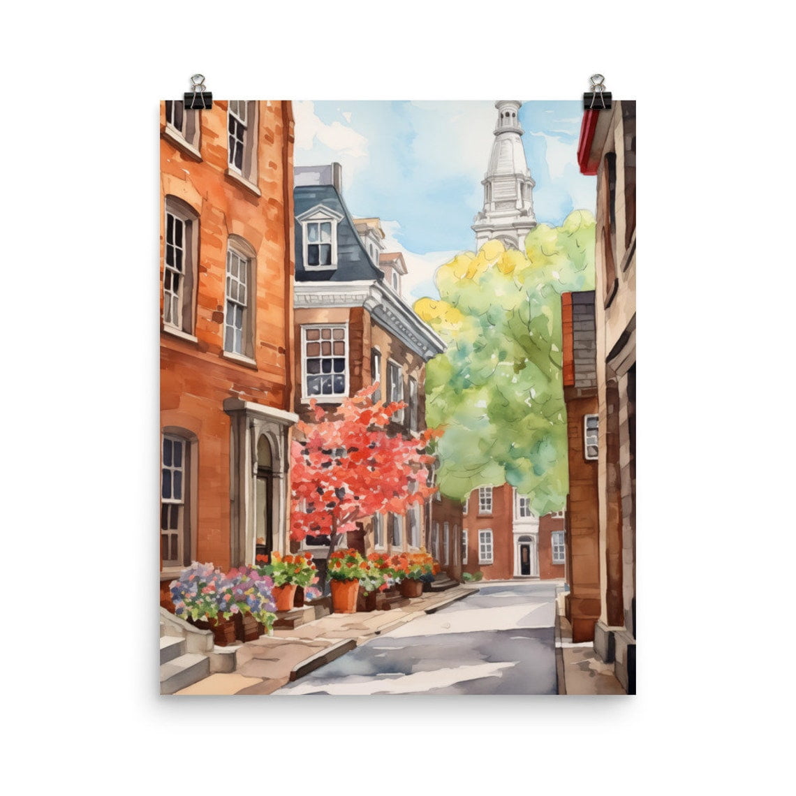 Philadelphia Print, Historic Cityscape Travel Poster, Pennsylvania Wall ...