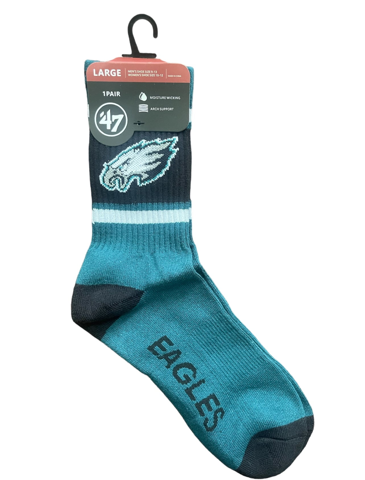Philadelphia Pro Football Socks Adult Team Logo and Colors Large Crew ...