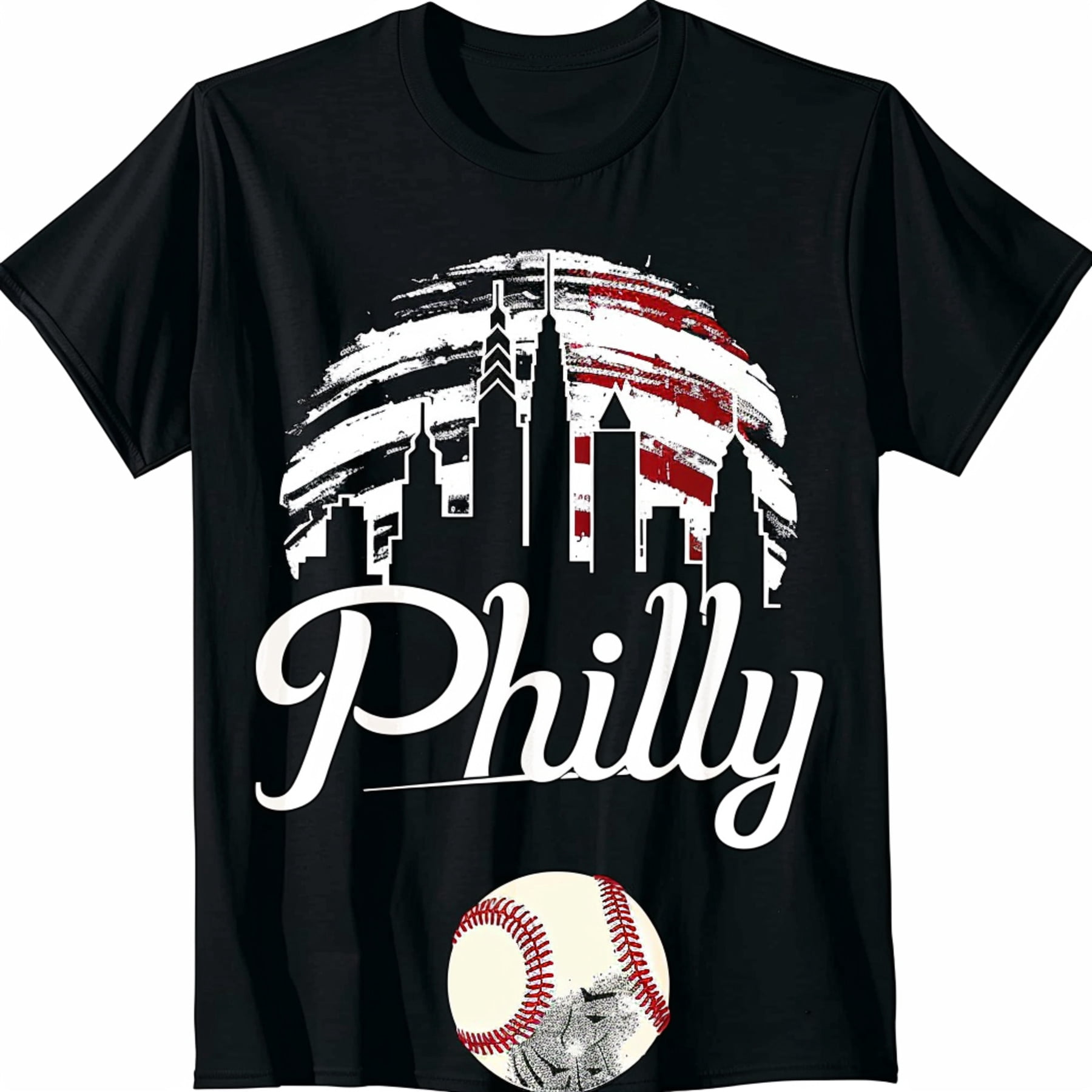 Philadelphia Skyline T Shirt with Vintage Local Artist Design Black Tee ...