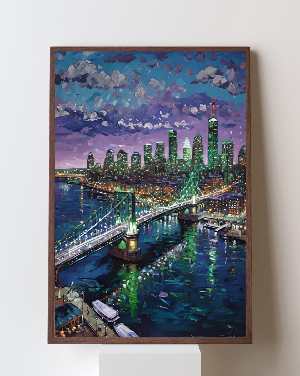 Philadelphia Skyline Wall Art, Ben Franklin Bridge At Night, Philly ...