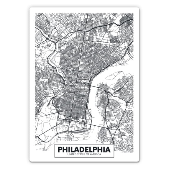 Philadelphia Street Map - 4" Vinyl Sticker - For Car Laptop Water ...