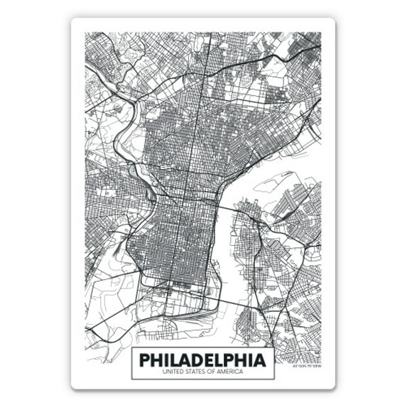 Philadelphia Street Map - 8" Vinyl Sticker - For Car Laptop I-Pad ...