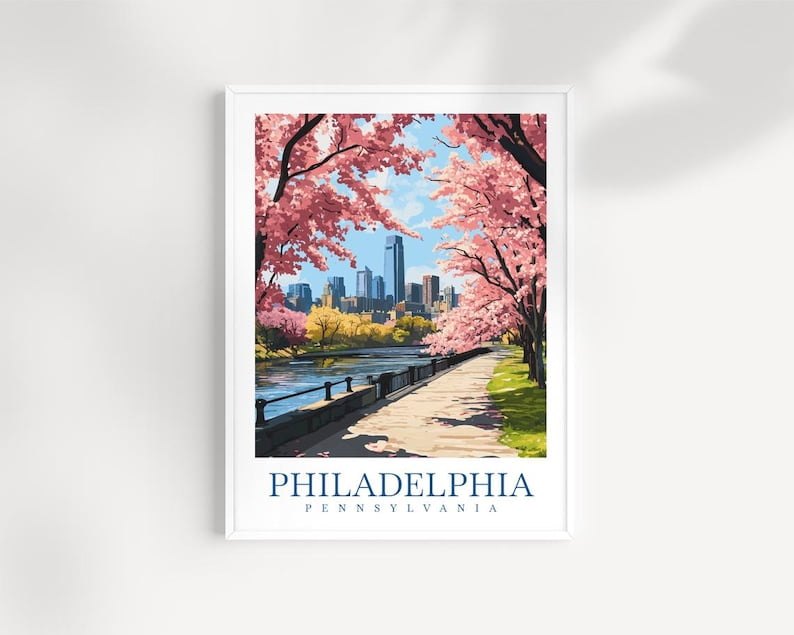 Philadelphia Travel Print Wall Art - City Poster, Historic Landmark Art ...