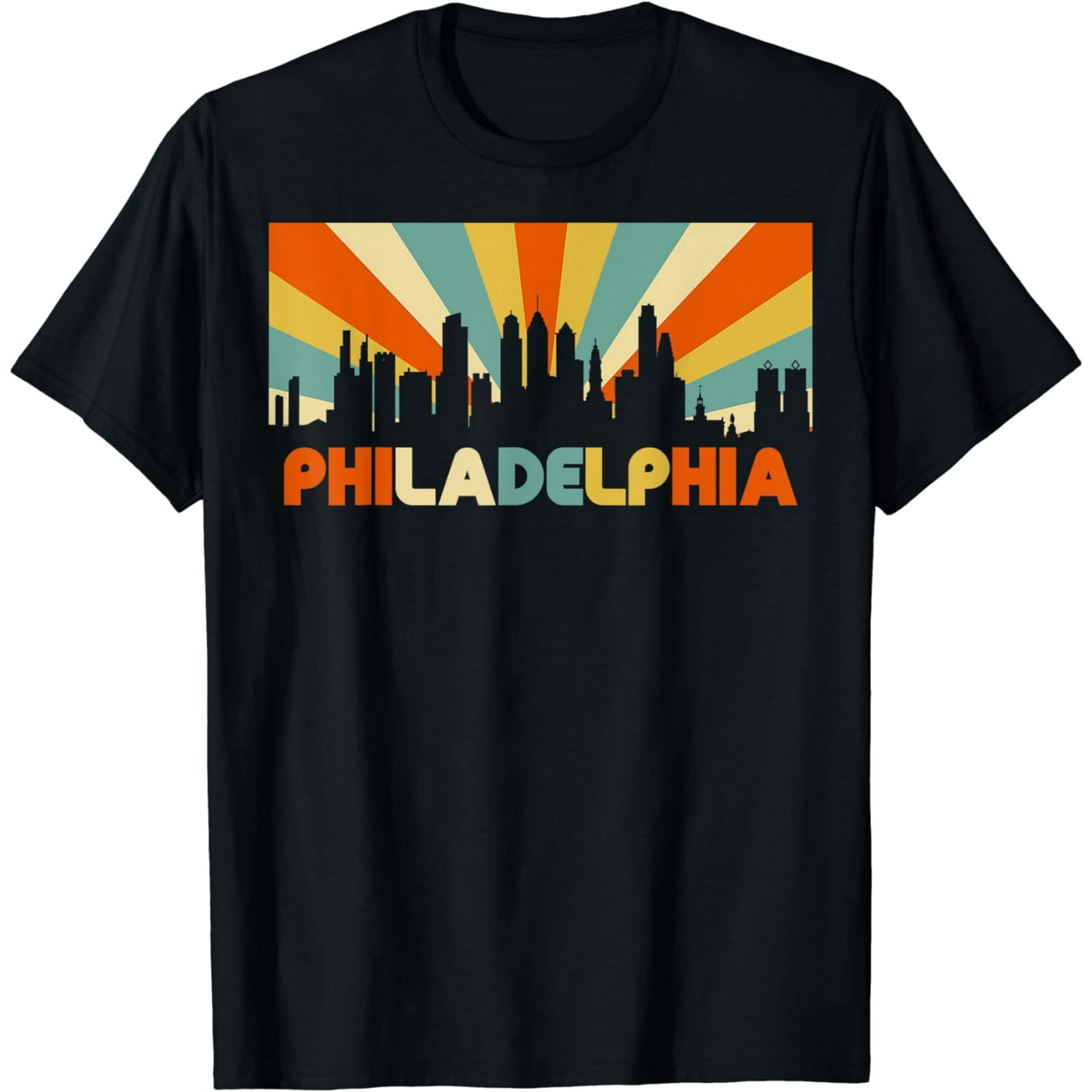 Philadelphia pure cotton T-Shirt City Skyline 70s Retro Souvenir Shirt ...