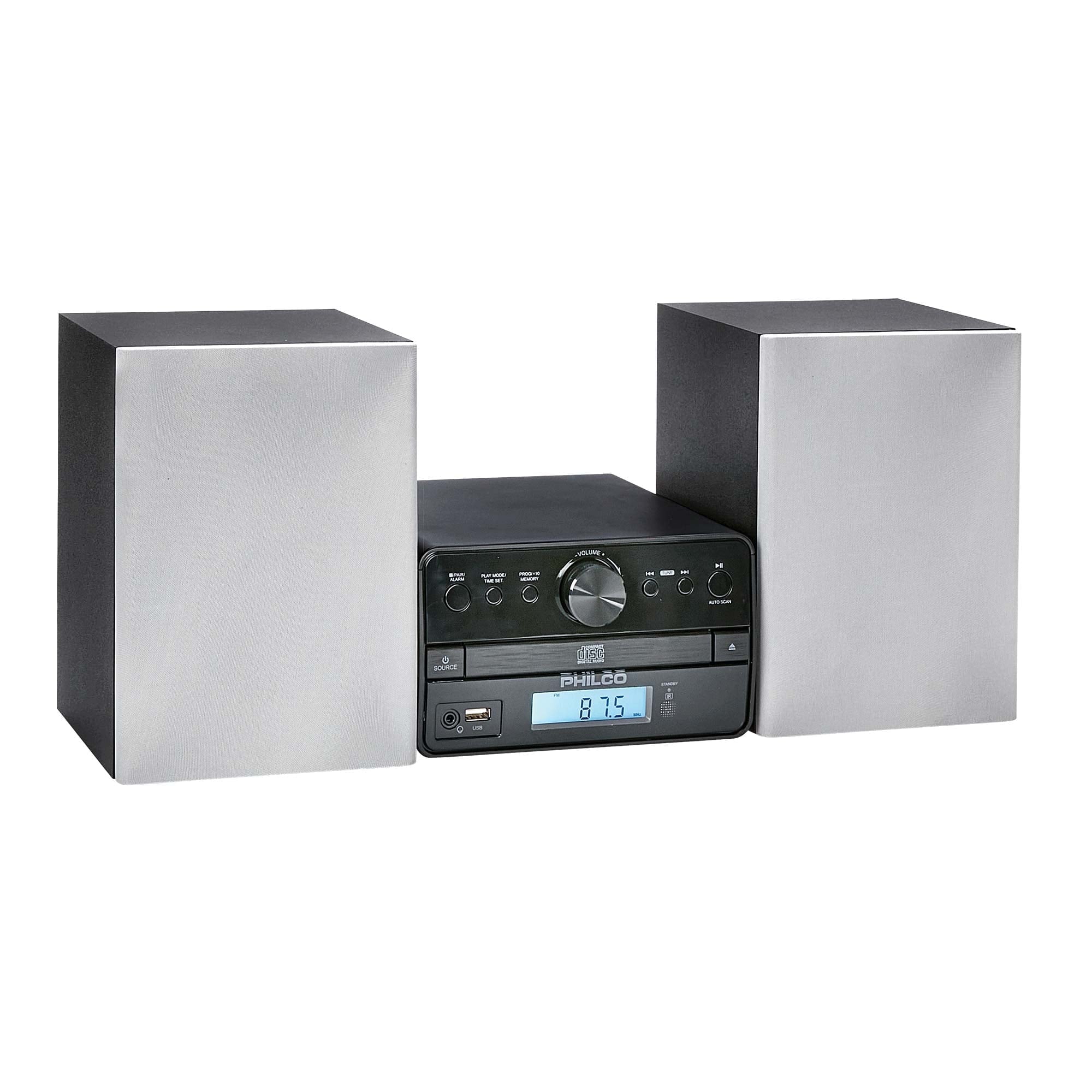 Philco Stereo Shelf System with Bluetooth, Tray Loading CD Player, FM ...