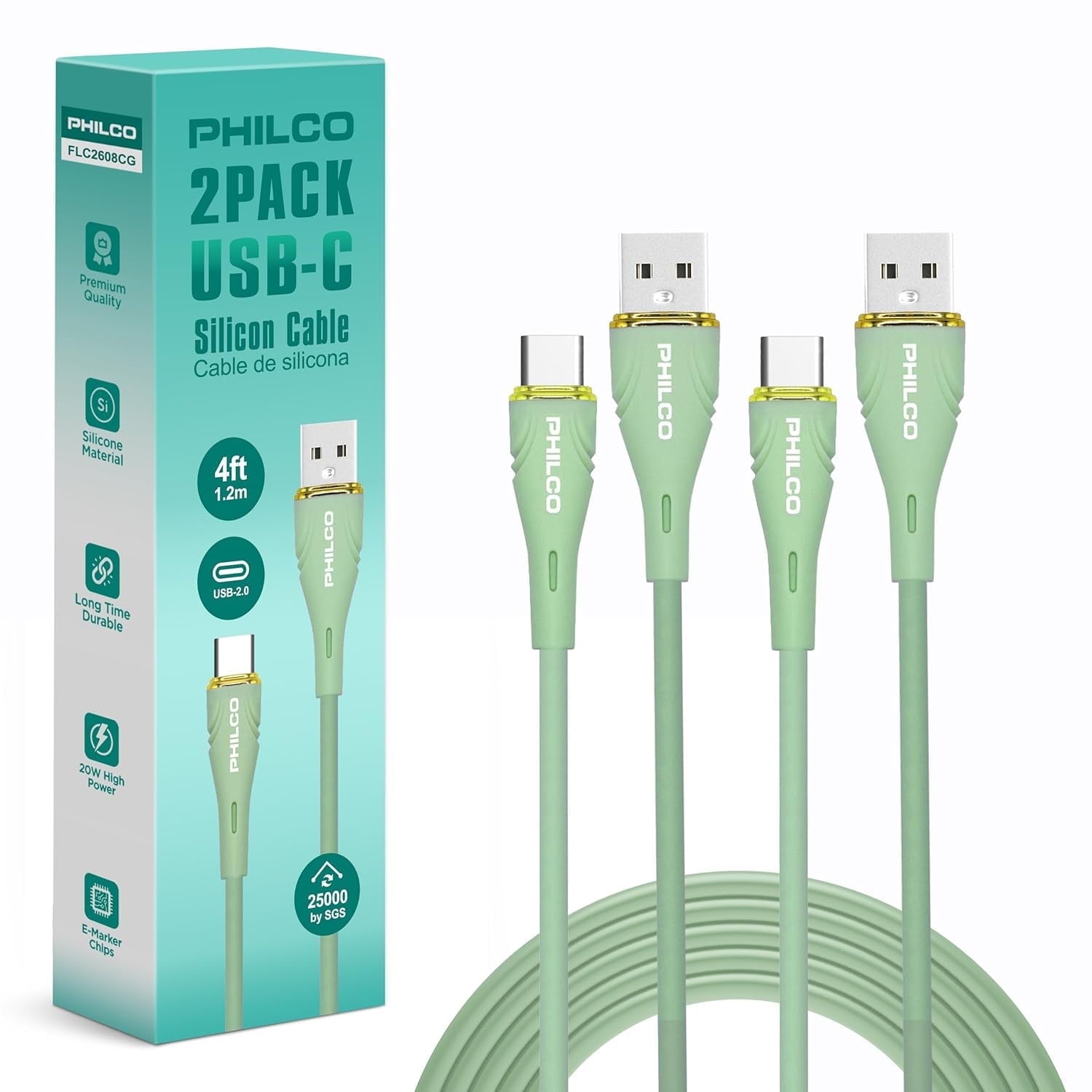Philco USB to USB C Cable, Type C Charger Cord, 20W Fast Charging USB A ...