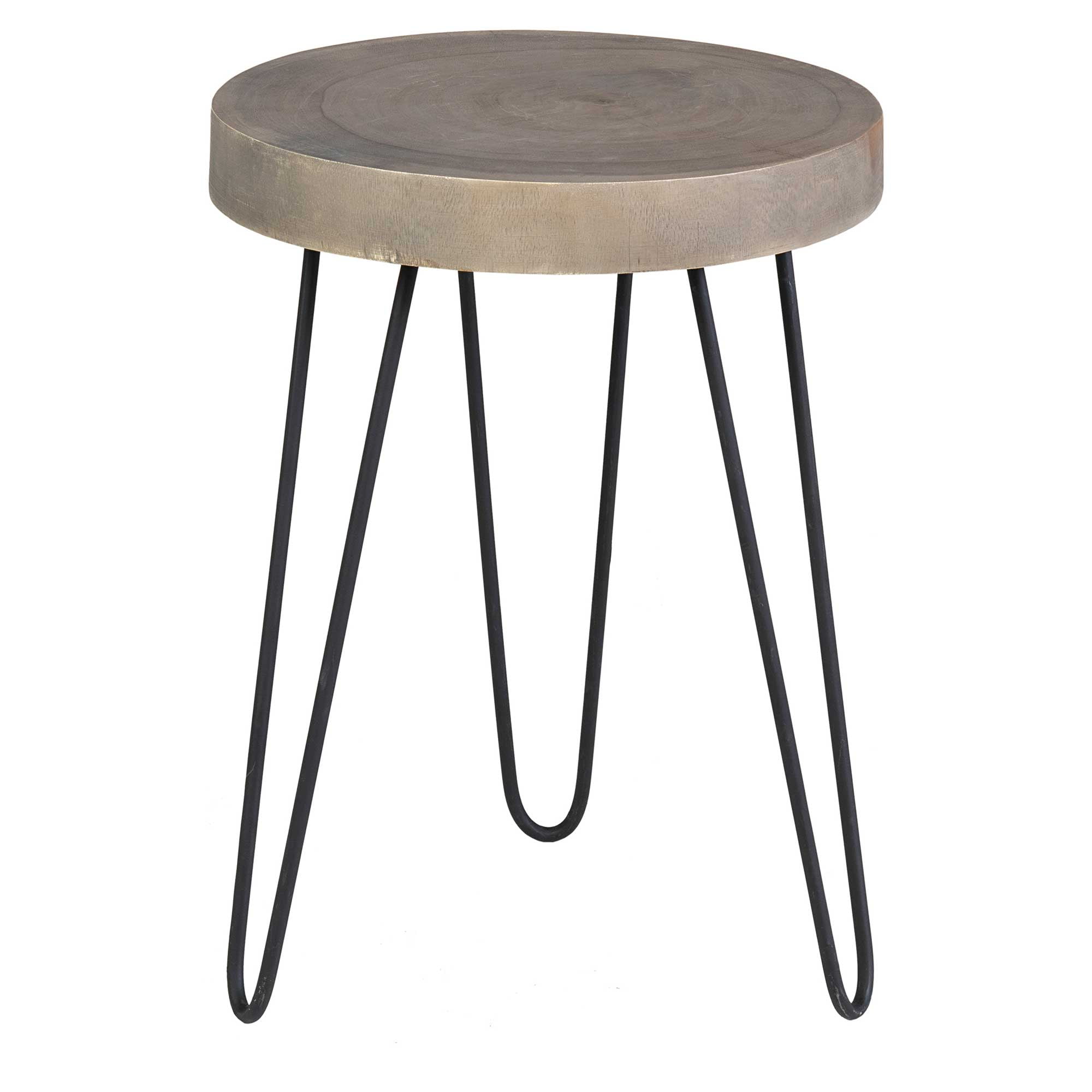 Philip Round Gray Wash Solid Wood Accent Table by East at Main, Side ...