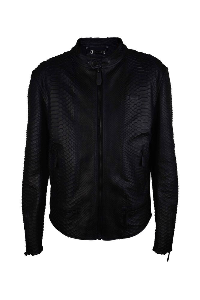 Philipp Plein Textured Python Leather Biker Jacket (Men's) - Walmart.com