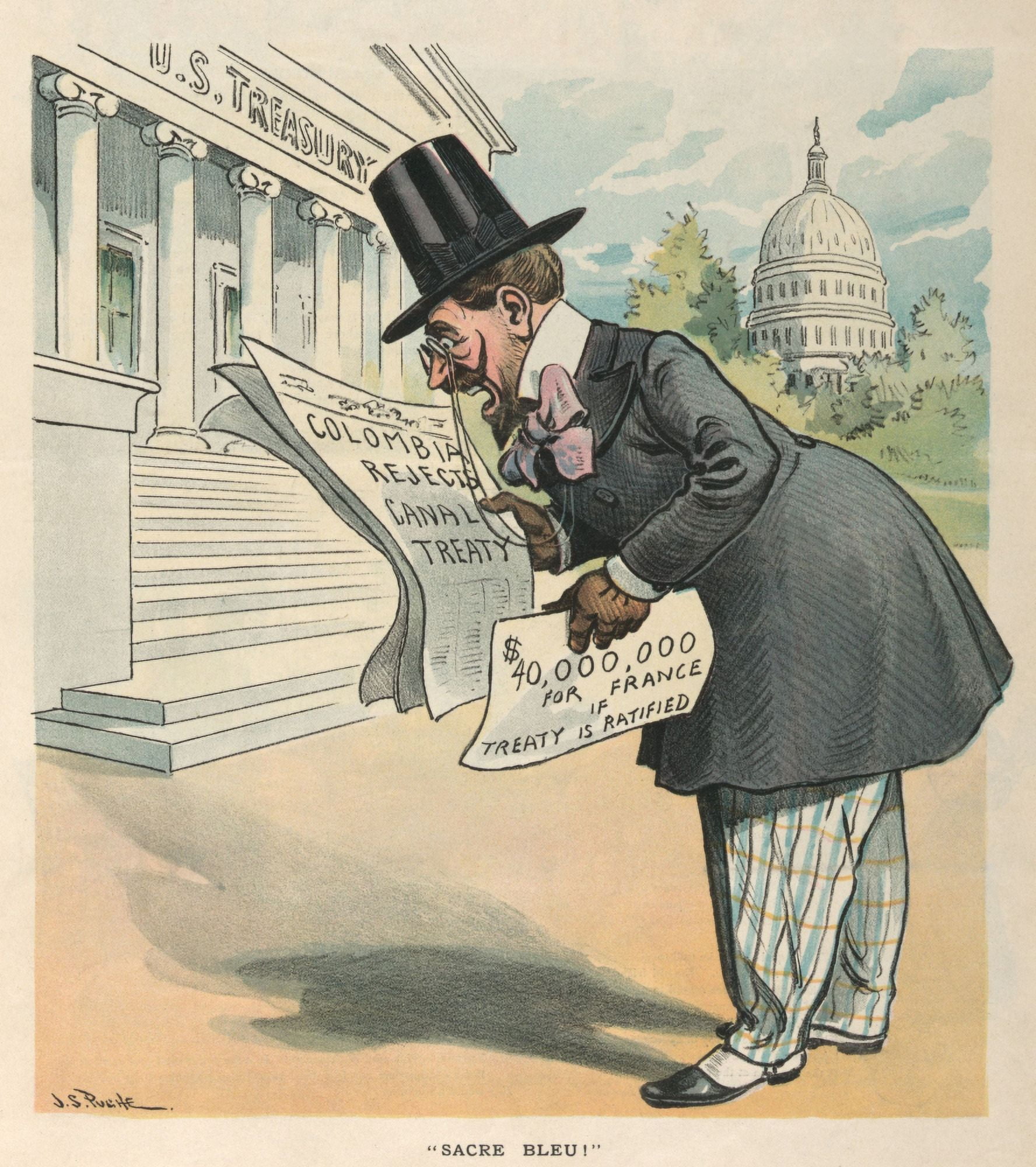 Philippe Bunau-Varilla Reading That Colombia Rejects Canal Treaty. The ...