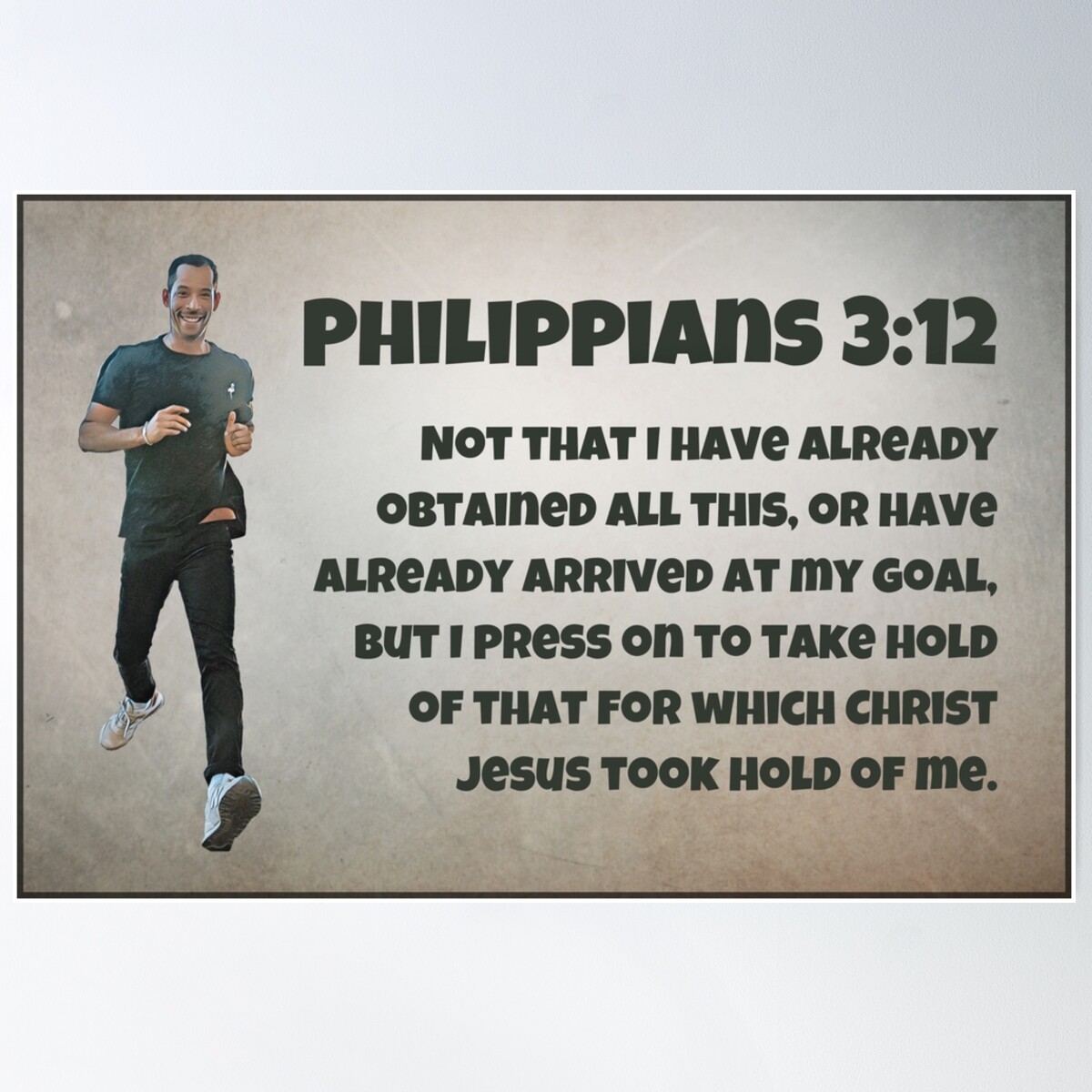 Philippians 3:12 Poster Wall Art, Modern Wall Decor For Living Room ...