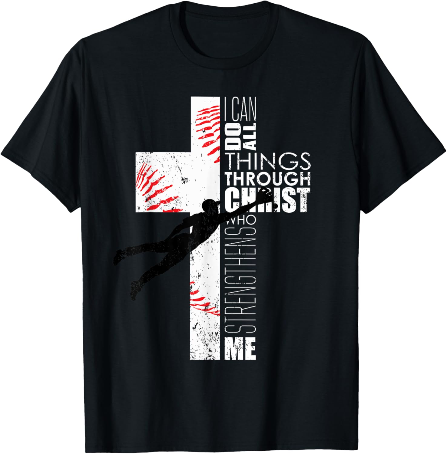 Philippians 4:13 Baseball Cross Christian Bible Verse Faith T-Shirt ...