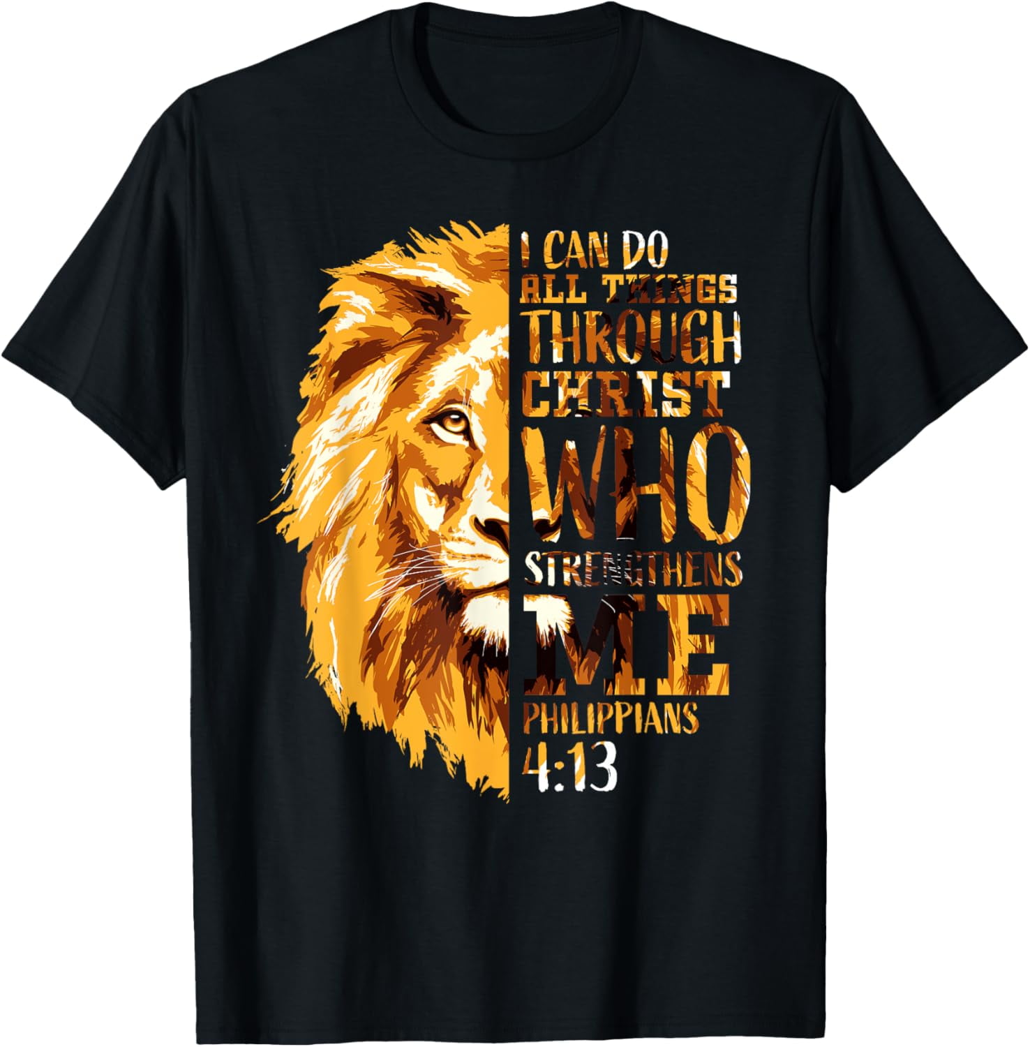 Philippians 4:13 Christian Bible Verse Gift Lion Men Husband T-Shirt ...